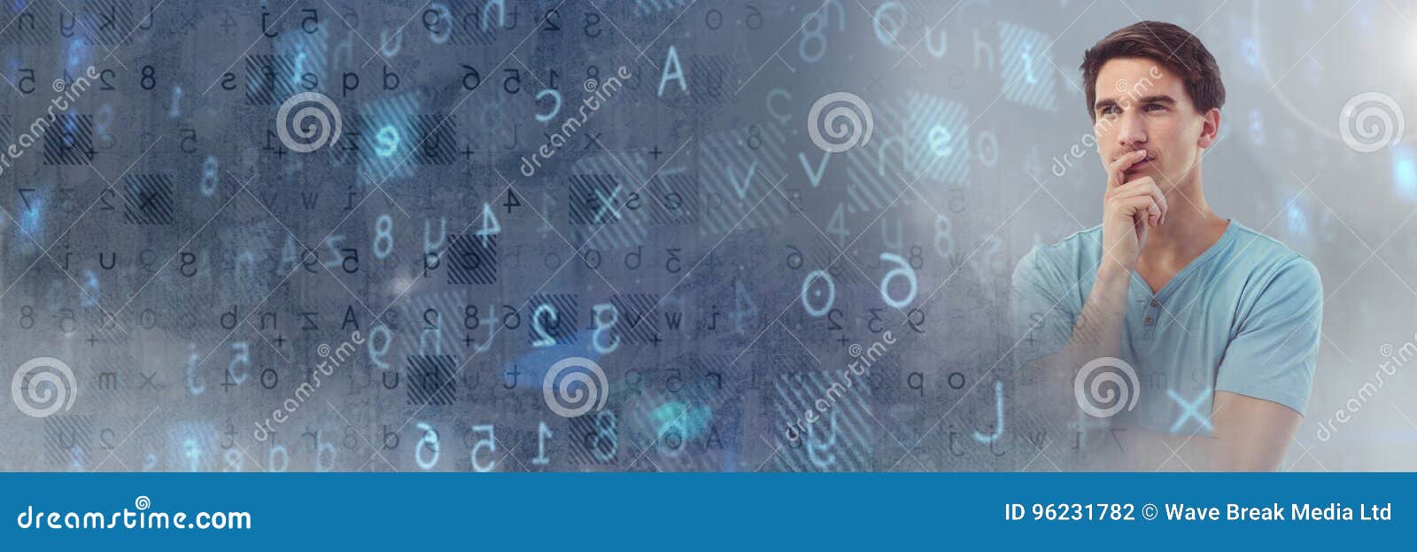 Thinking Man with Code Letters and Numbers Decipher Transition Stock ...