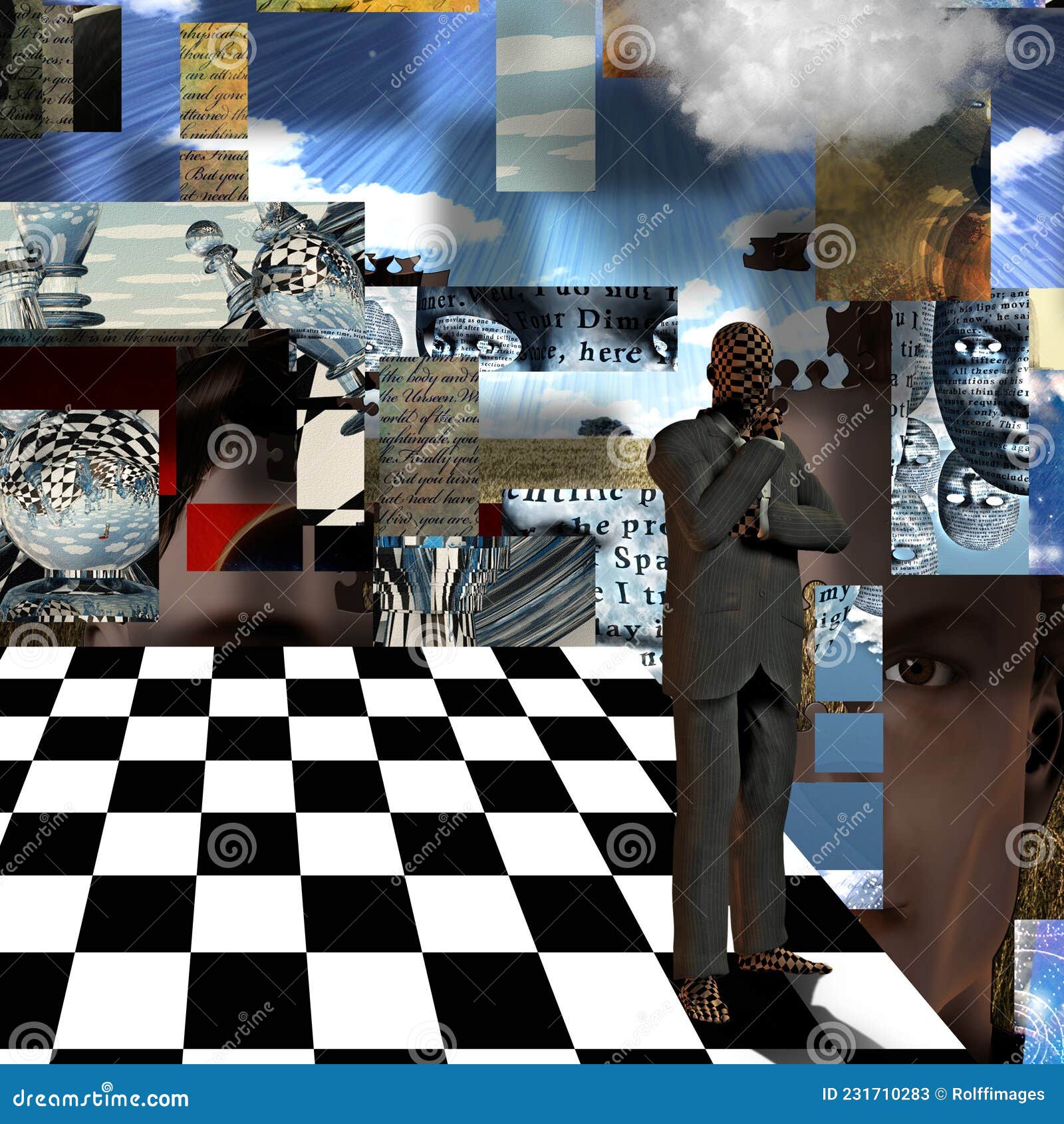 Thinking Man. 3D Rendering stock illustration. Illustration of solve ...