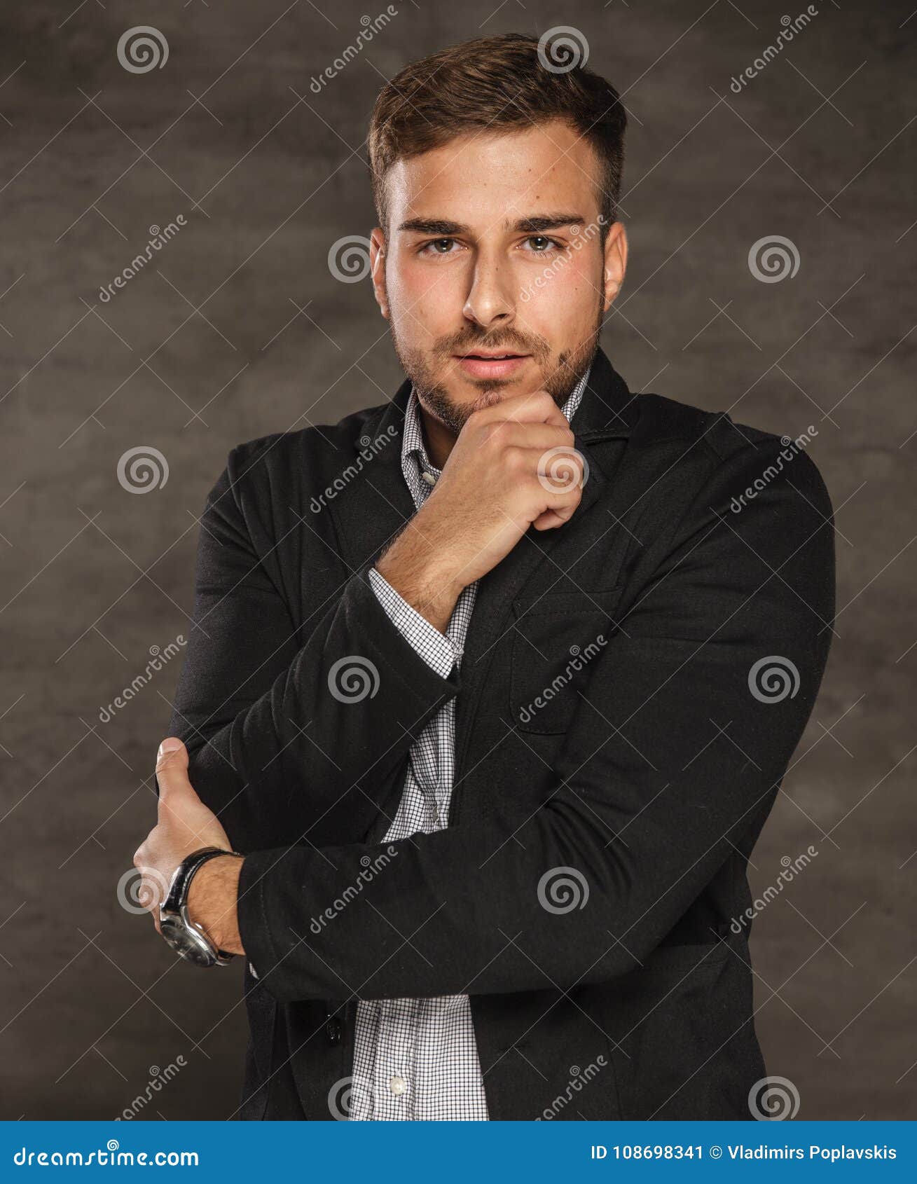 Thinking Man in a Dark Suit. Stock Image - Image of corporate, portrait ...