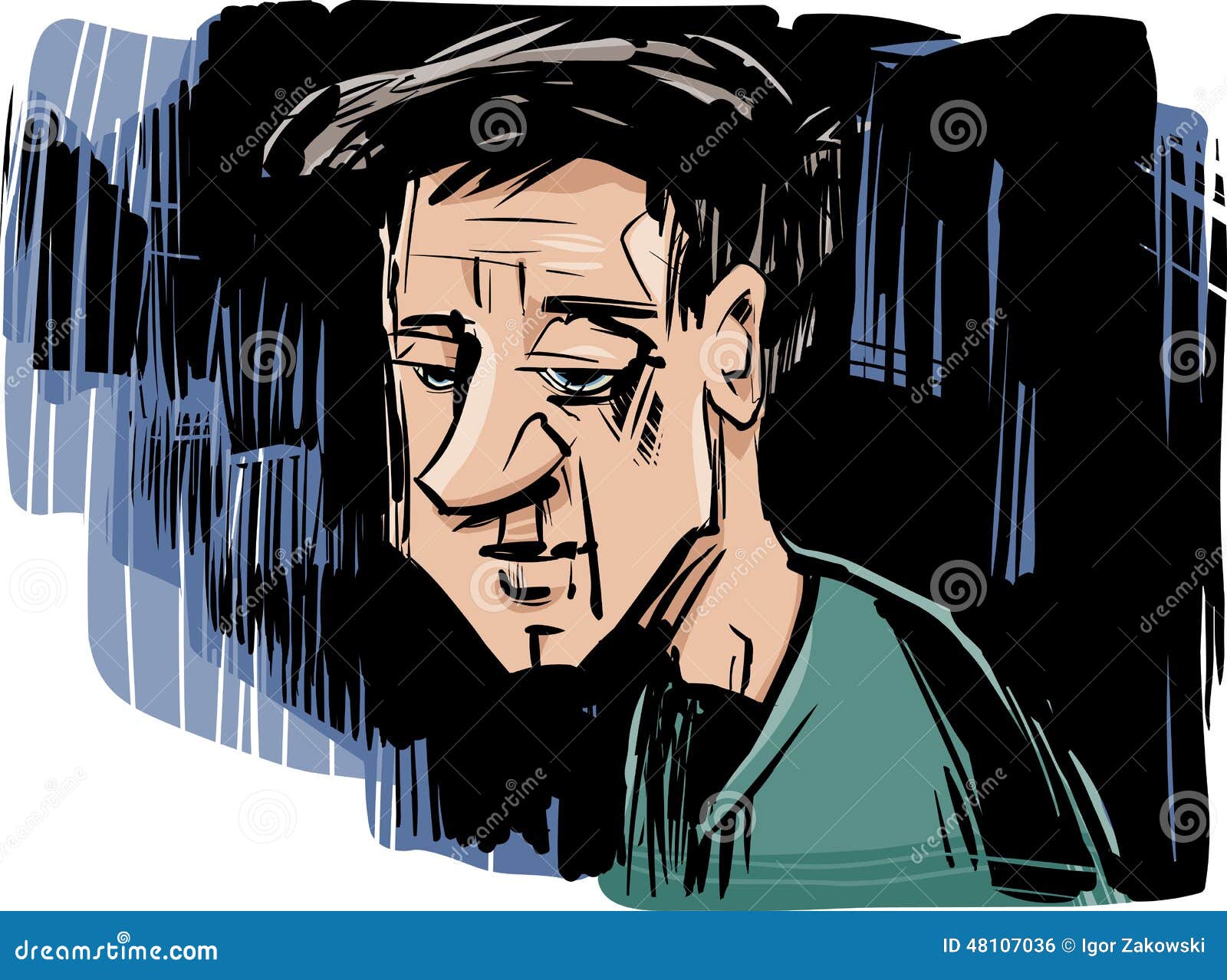 Thinking Man Drawing Illustration Stock Vector - Illustration of shadow ...