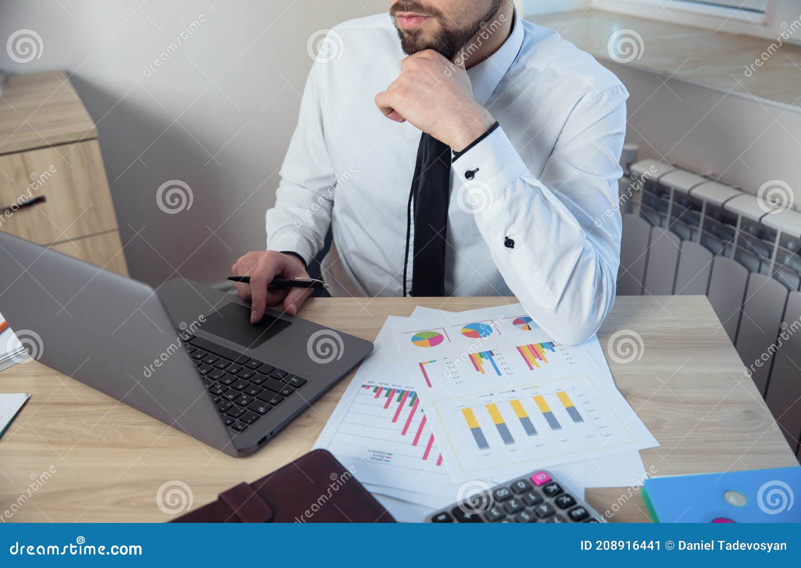 Thinking Man Hand Graph Paper Stock Image - Image of concentrate ...