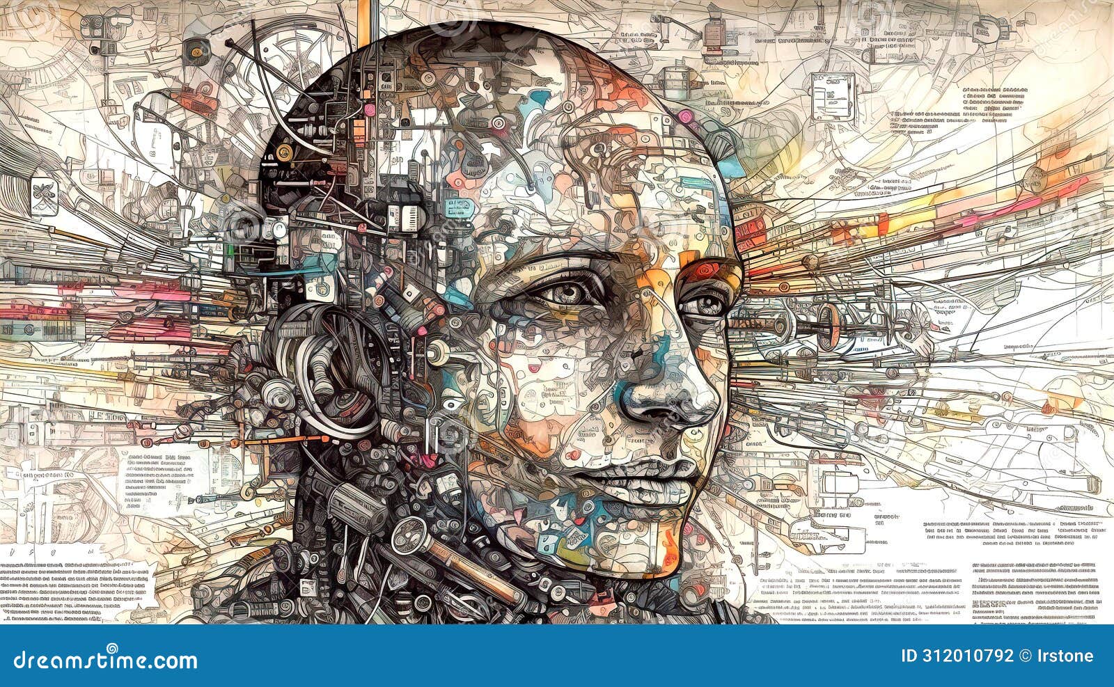 Thinking Man. Head of Human with Lots of Details, Representing Thinking ...