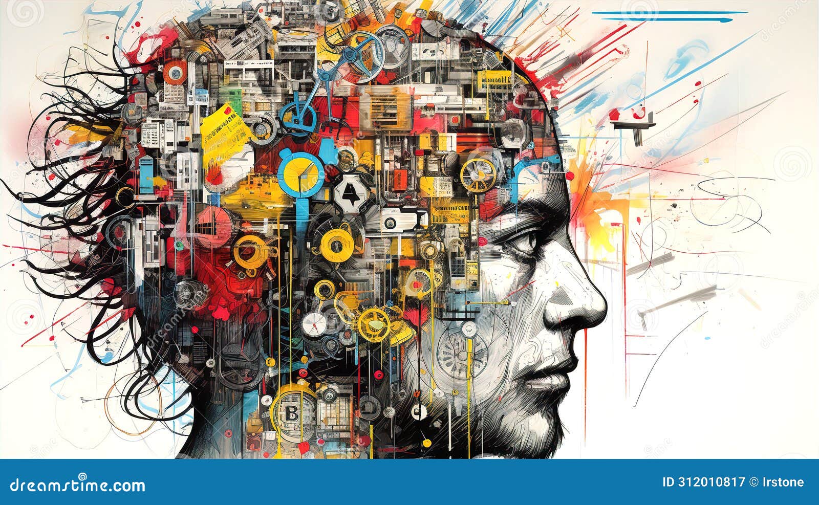 Thinking Man. Head of Human with Lots of Details, Representing Thinking ...