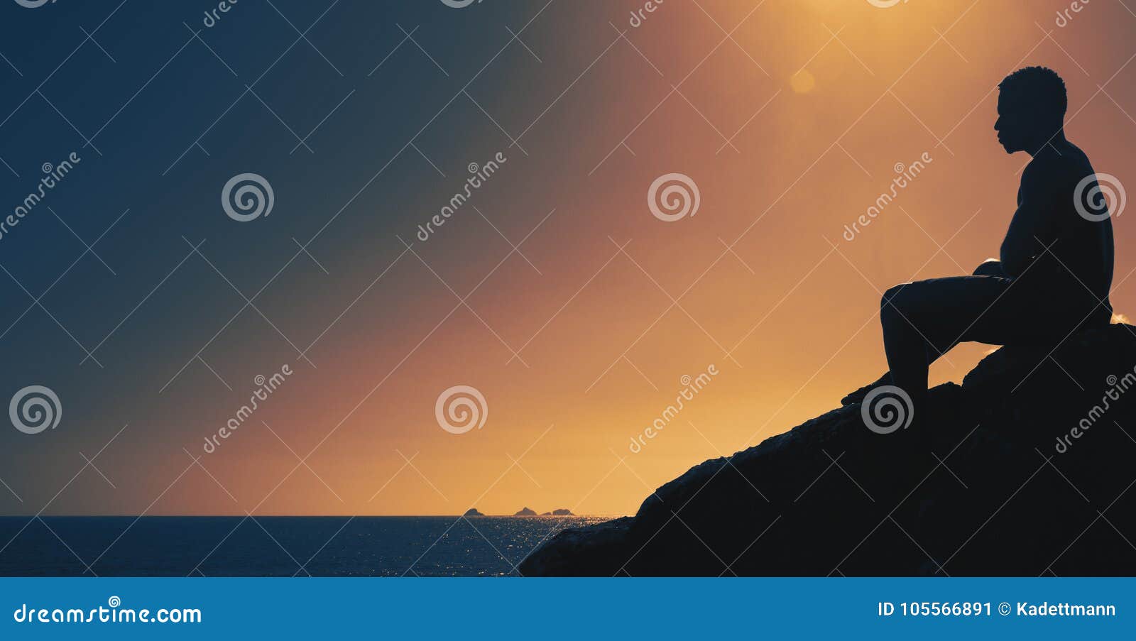 Thinking Man on Hill at Sunset Stock Image - Image of plan, mountain ...