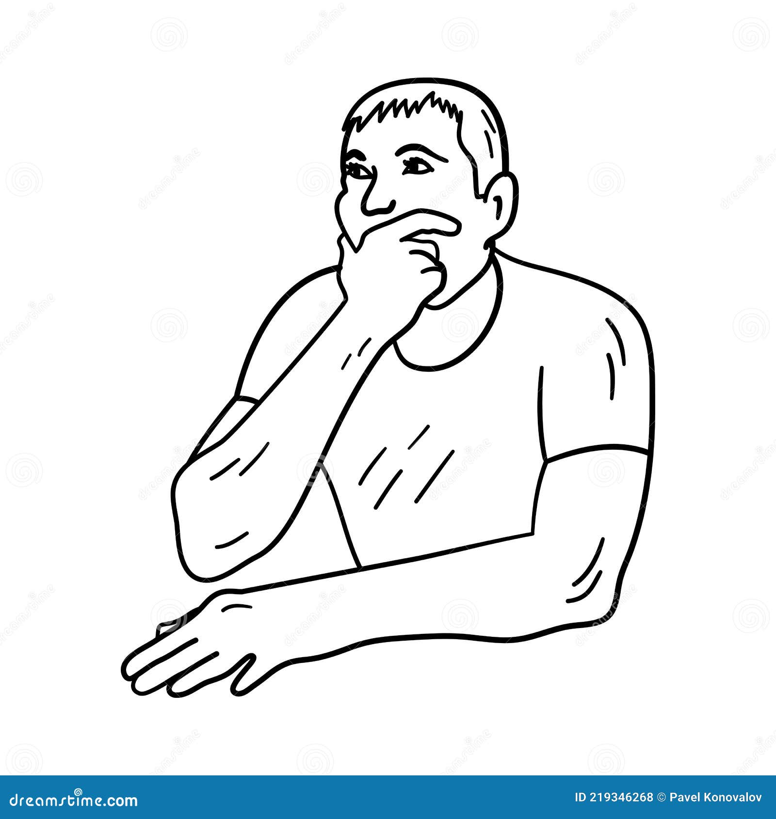 Thinking Man Icon stock vector. Illustration of caucasian - 219346268