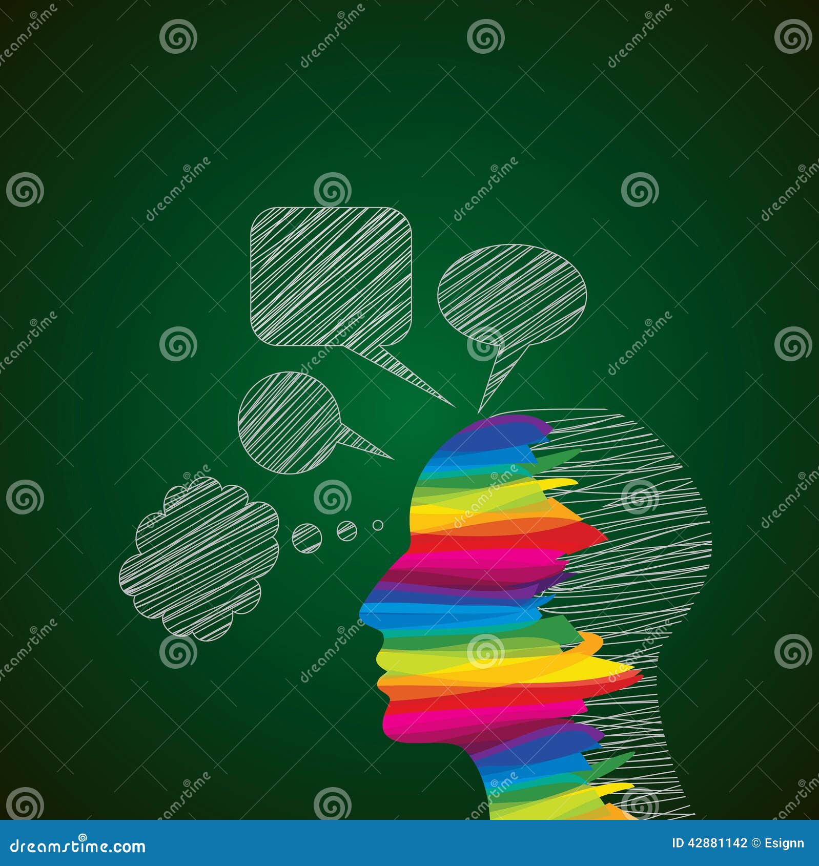 Thinking Man, Idea Concept with Bubbles Stock Vector - Illustration of ...
