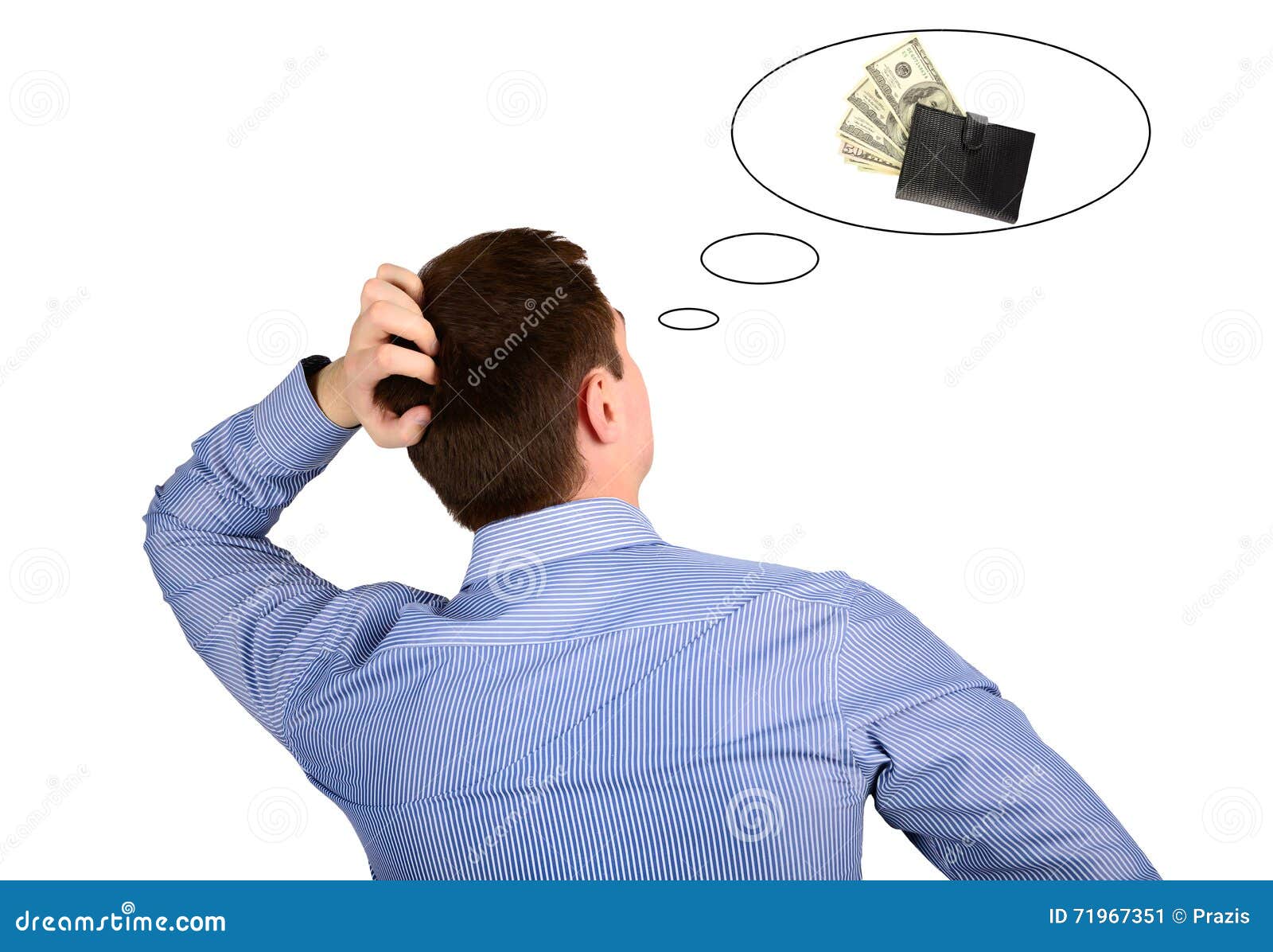Thinking Man about Money and Work Stock Image - Image of credit, white ...