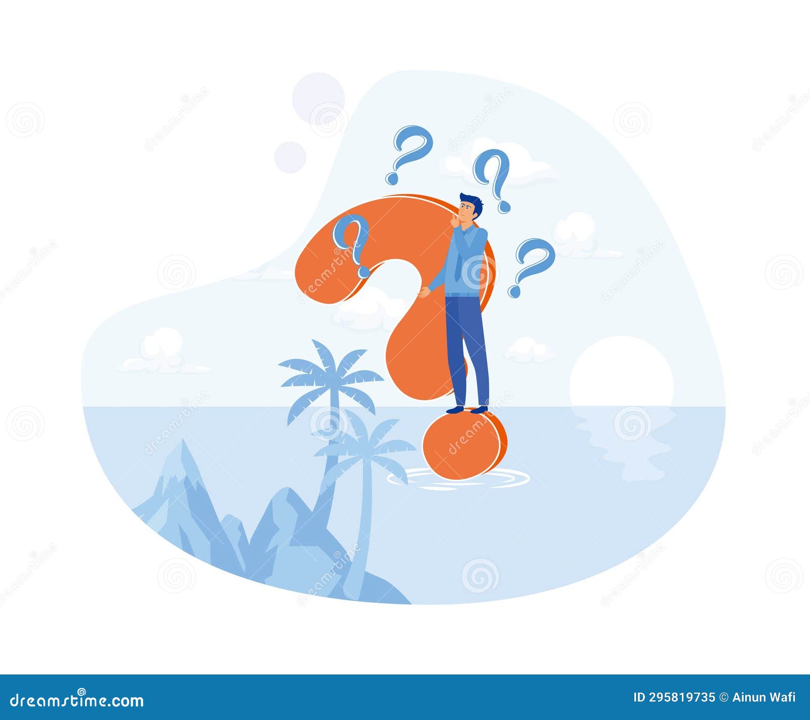 Thinking Man with Question Mark. Confused, Doubts, Curious. Frequently ...