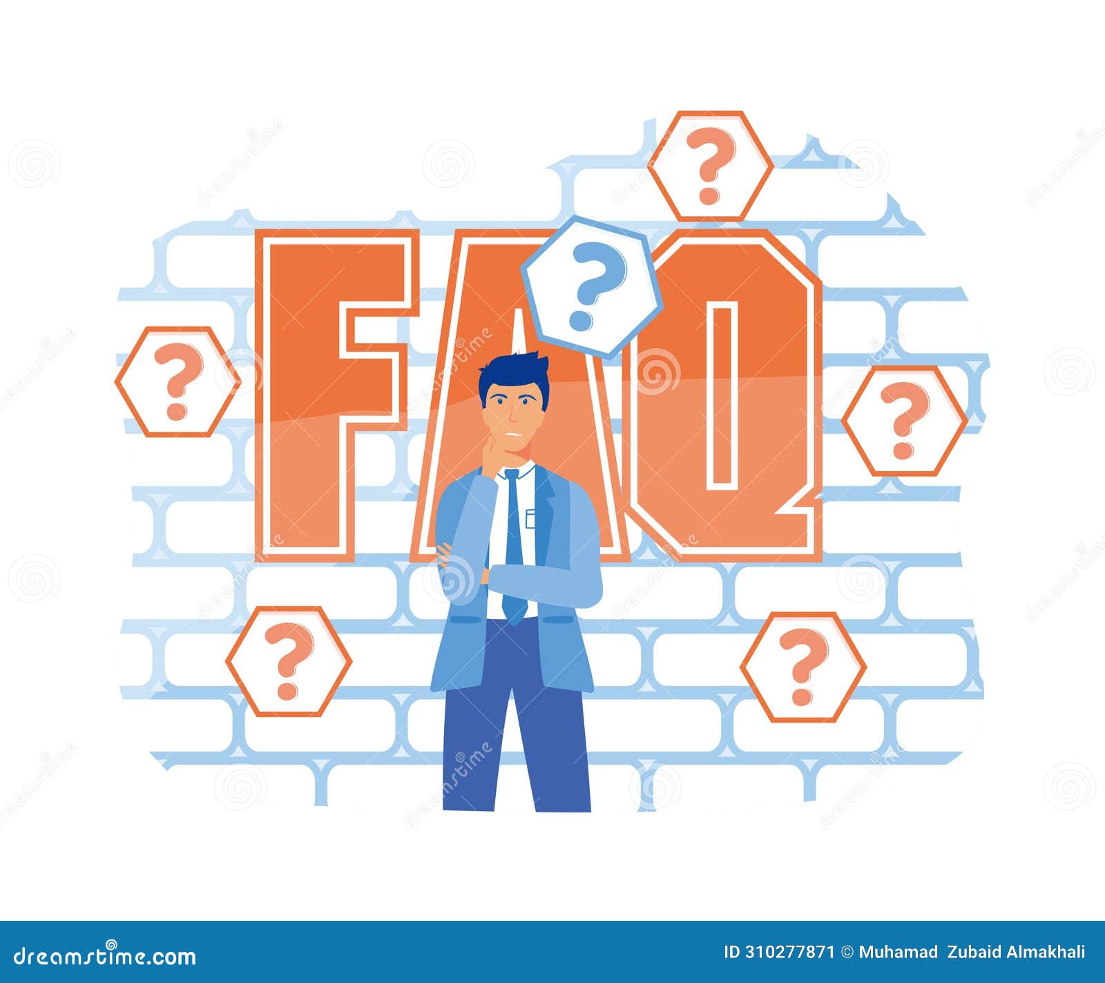 Thinking Man with Question Mark. Confused, Doubts, Curious Stock Vector ...
