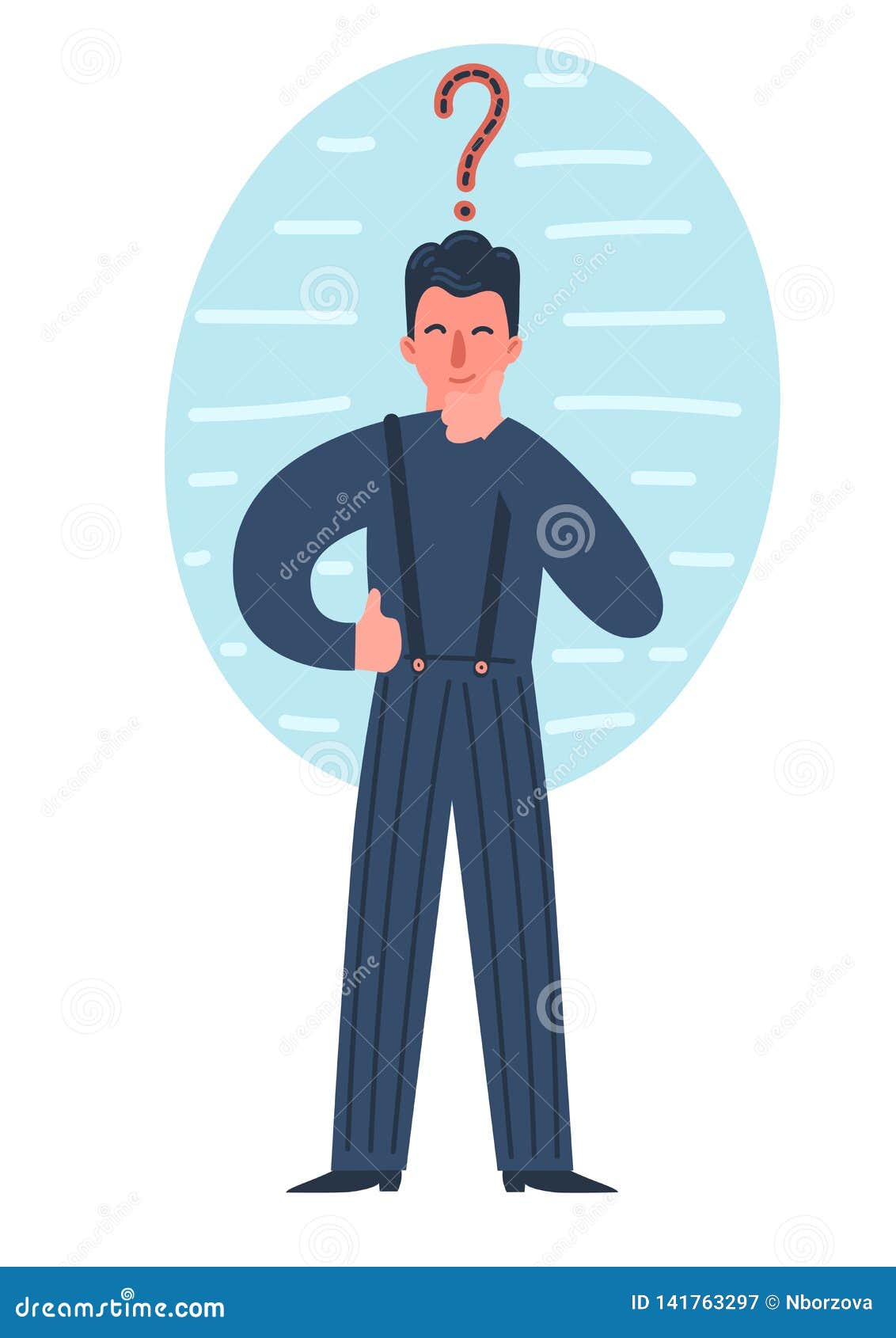 Thinking man. stock vector. Illustration of character - 141763297