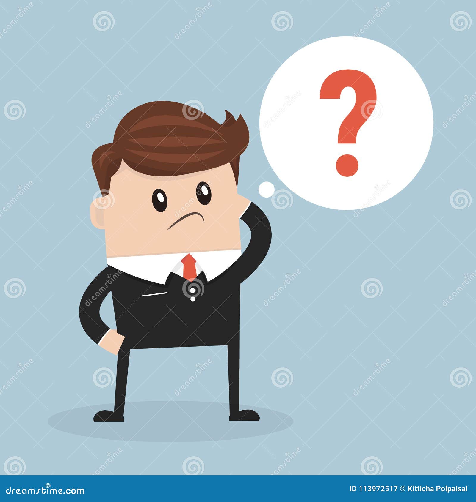 Thinking Man with Question Mark. Stock Vector - Illustration of mind ...