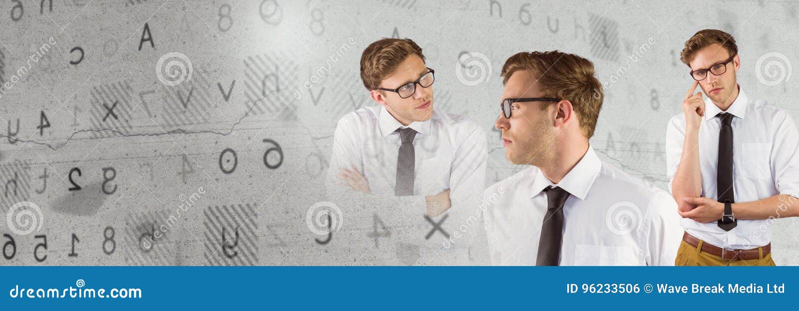 Thinking Man in Sequence with Letters and Numbers Transition Stock ...