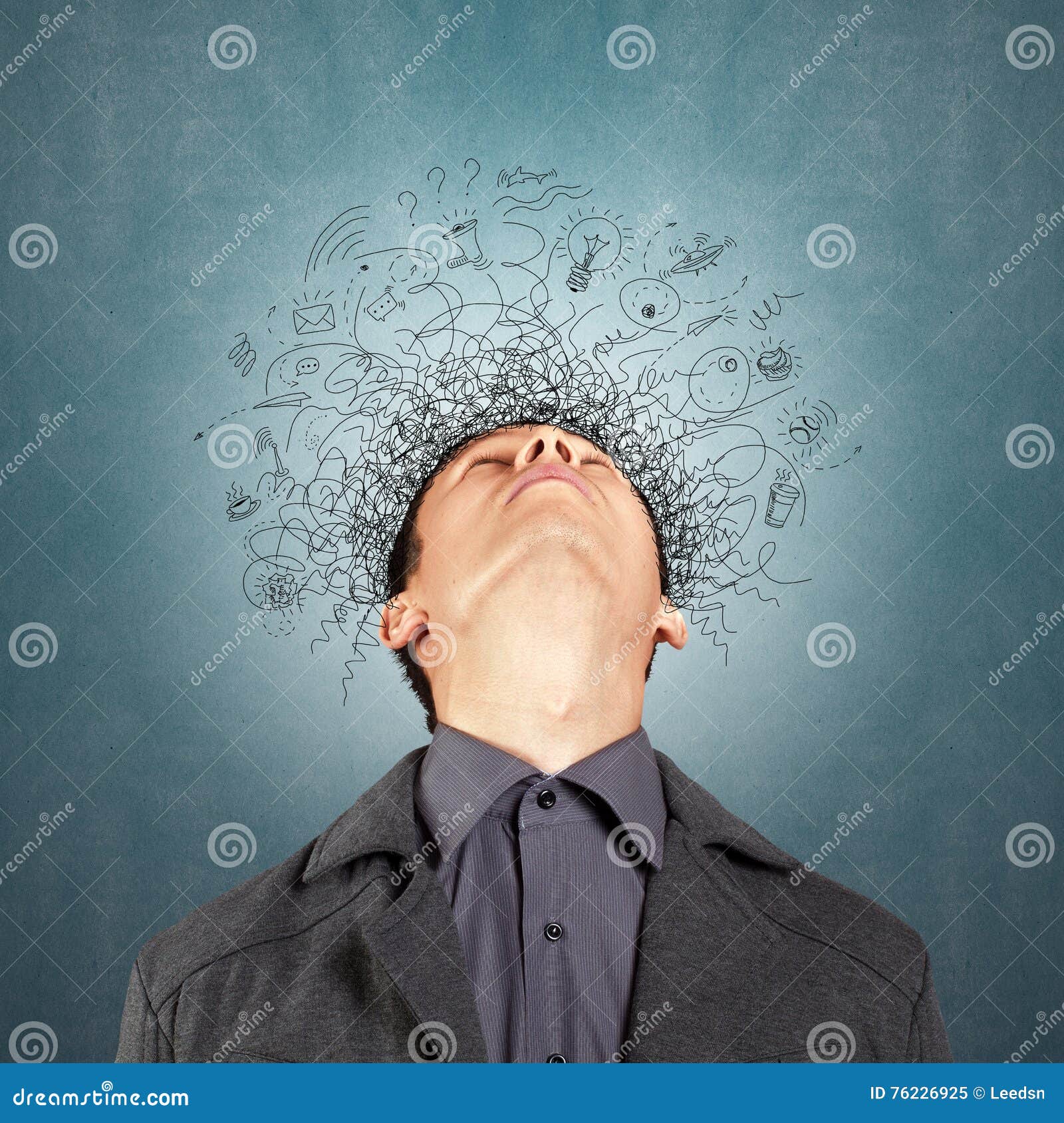 Thinking Man stock image. Image of overhead, male, lightbulb - 76226925