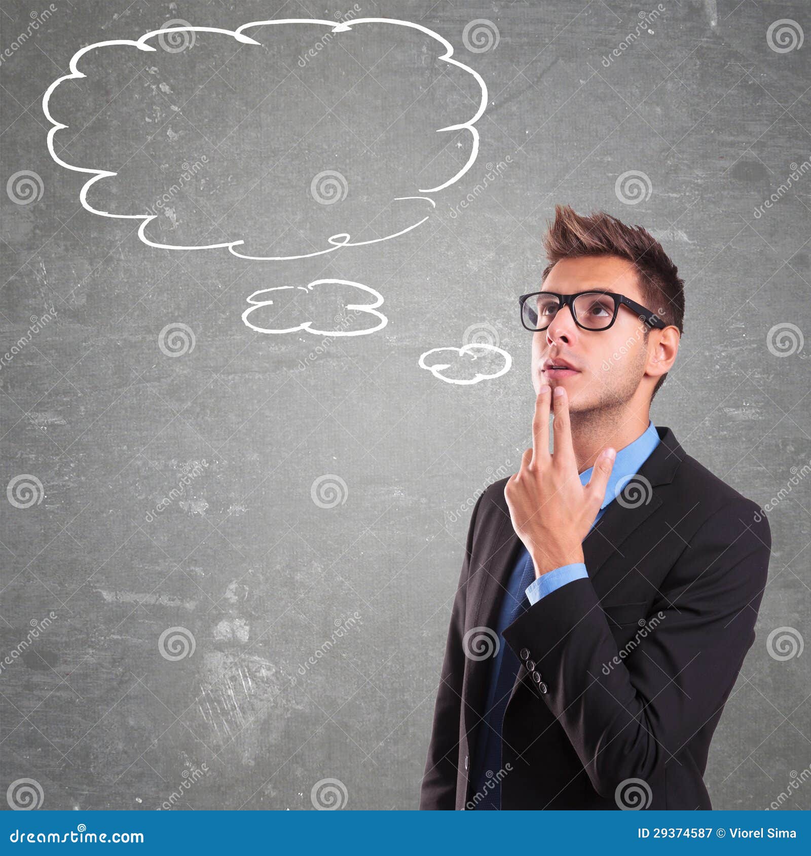 Thinking Man with Speech Bubble Stock Image - Image of face, open: 29374587
