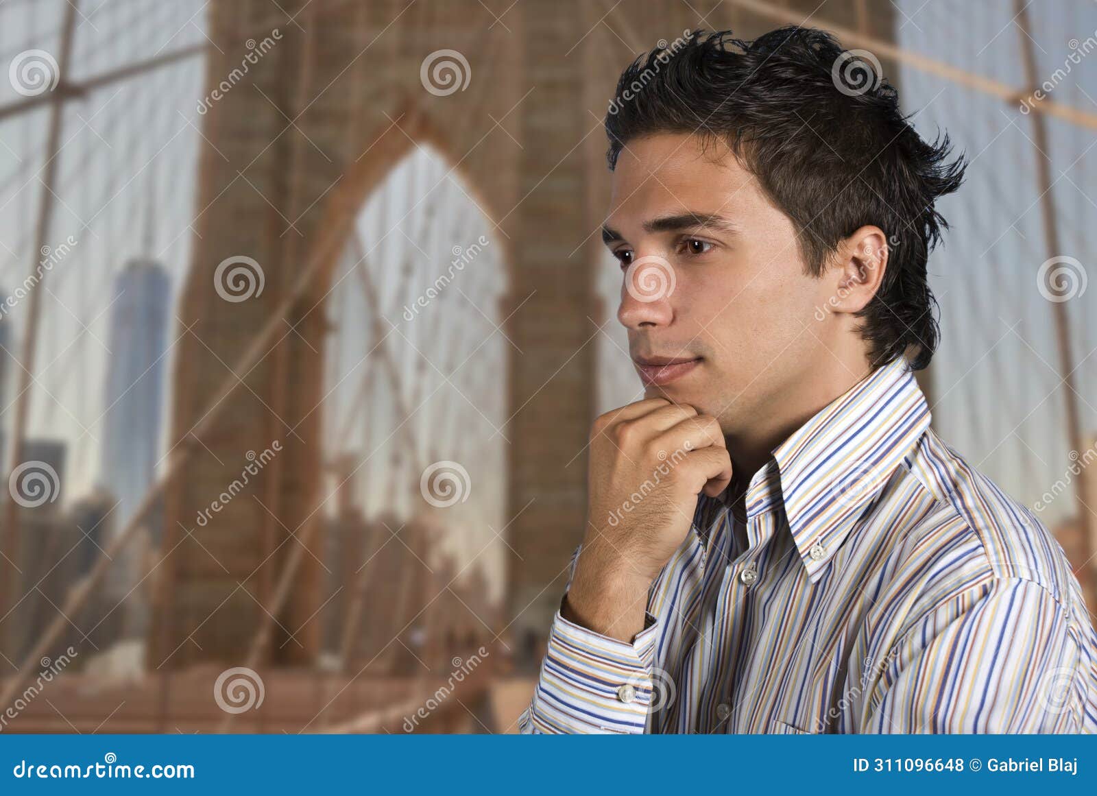 Thinking Man Standing in Profile Stock Photo - Image of profile ...