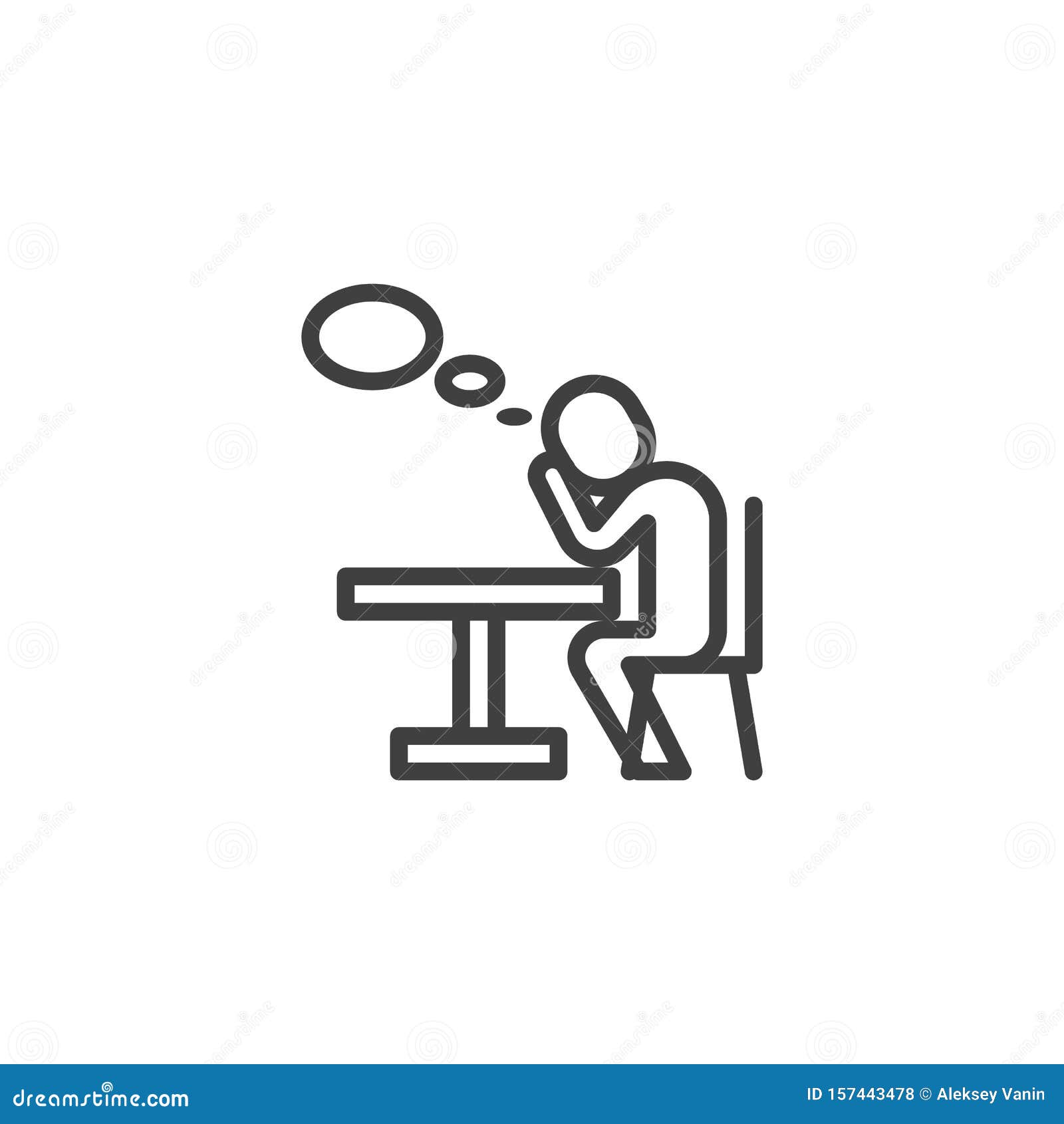 Thinking Man at the Table Line Icon Stock Vector - Illustration of ...