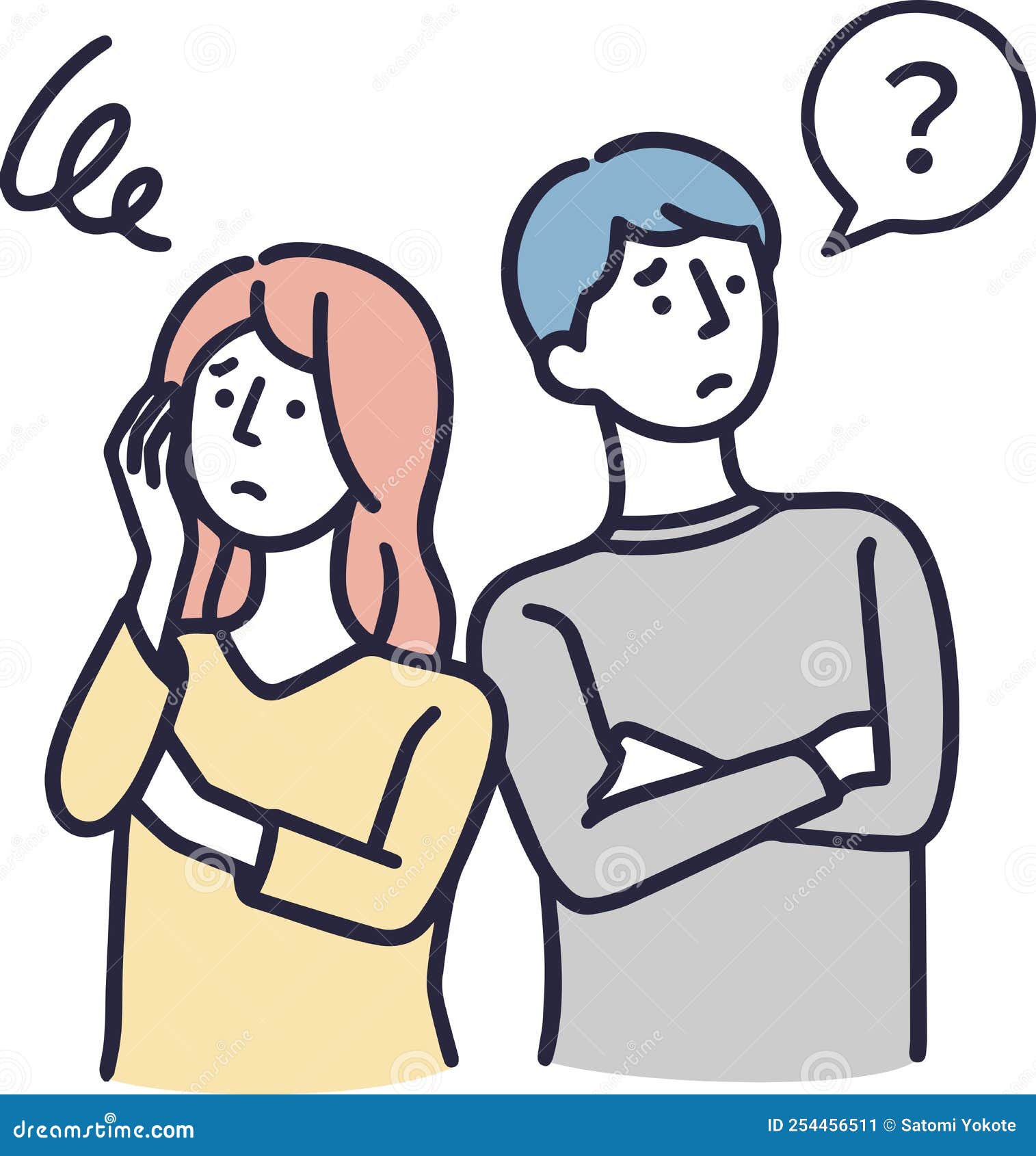 Thinking Man and Woman Simple Illustration Stock Illustration ...