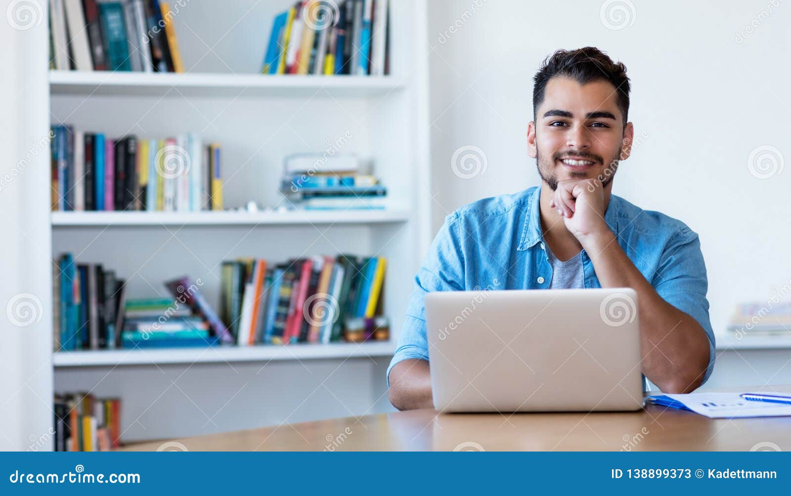 Thinking Mexican Hipster Man Working with Computer Stock Image - Image ...