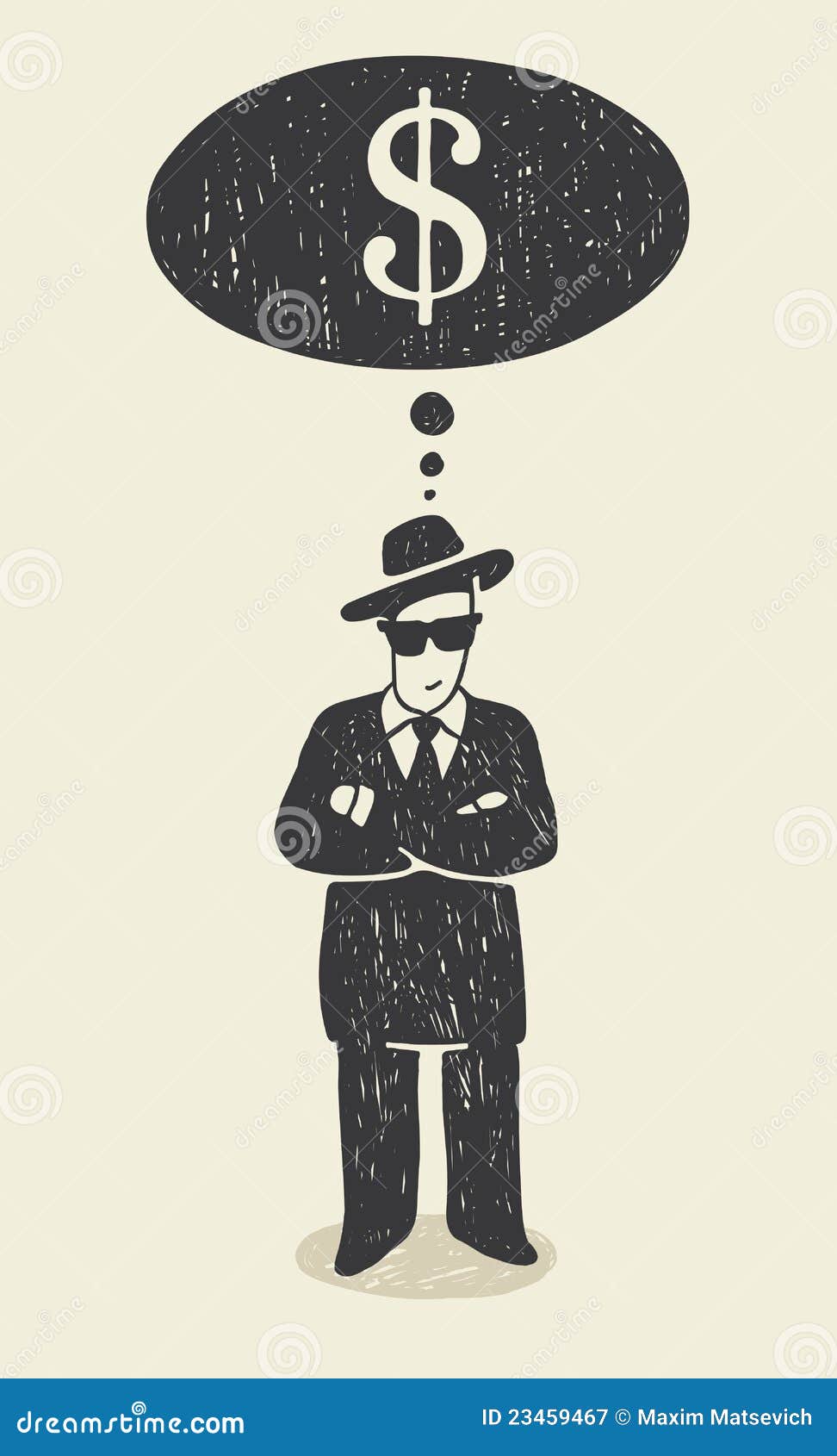 Thinking about money stock vector. Illustration of drawing - 23459467