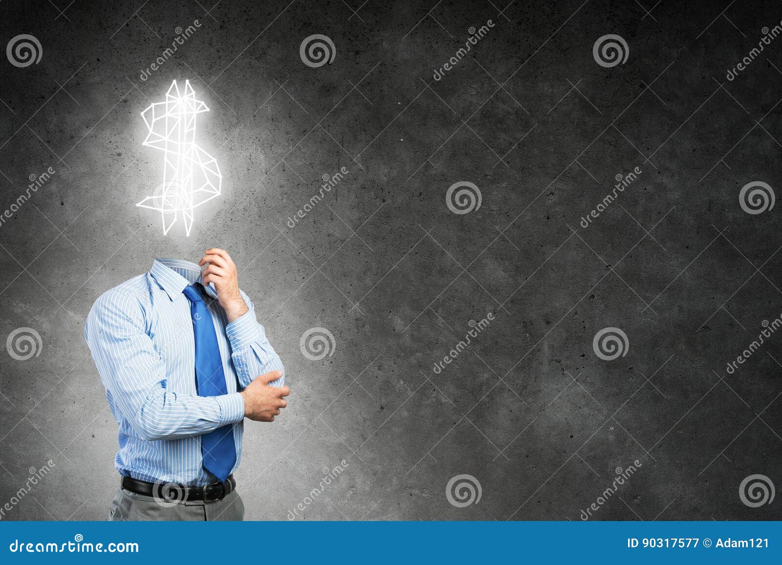 He is always Thinking about Money Stock Image - Image of hired, earn ...