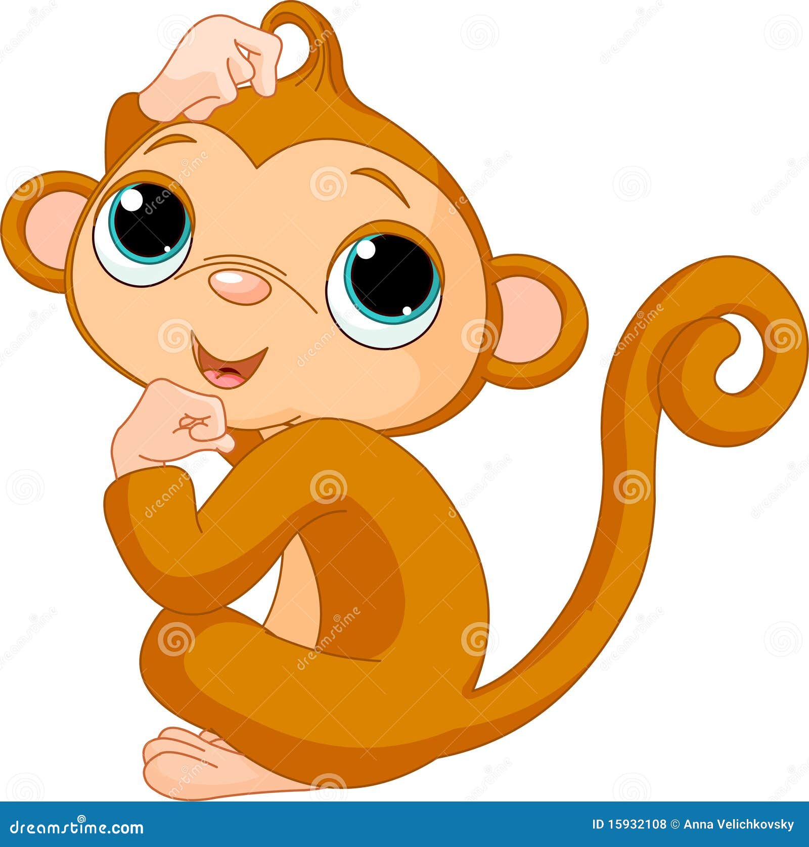 Thinking monkey stock vector. Illustration of isolated - 15932108