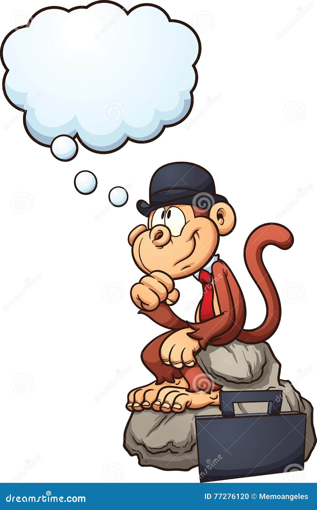 Thinking monkey stock vector. Illustration of monkey - 77276120