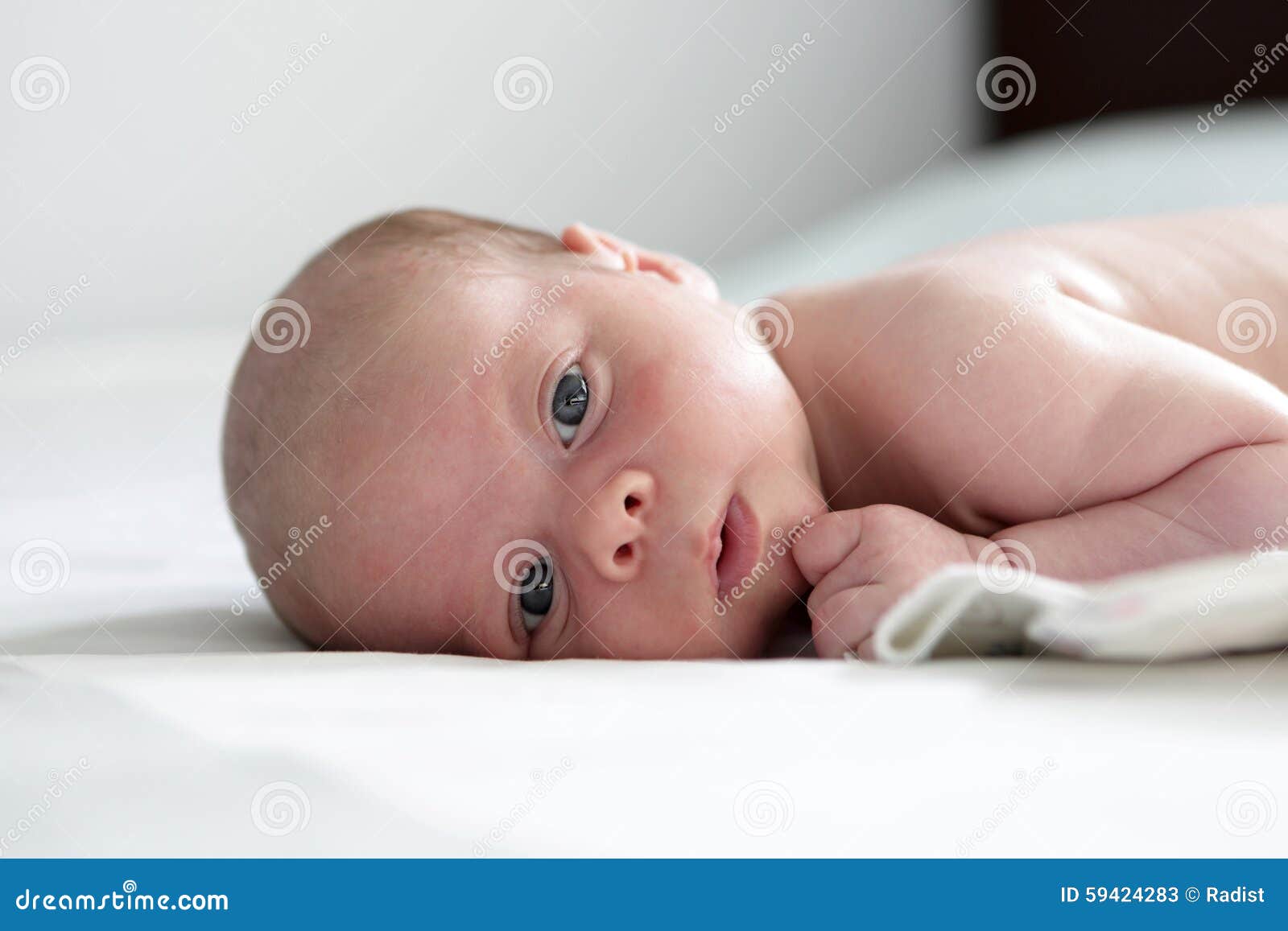 Thinking newborn baby stock image. Image of curiosity - 59424283