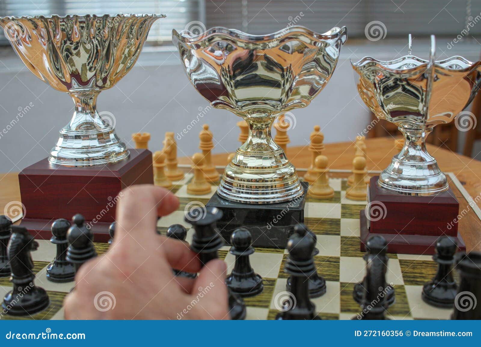 Thinking about the Next Movement To Win the Trophy Stock Photo - Image ...