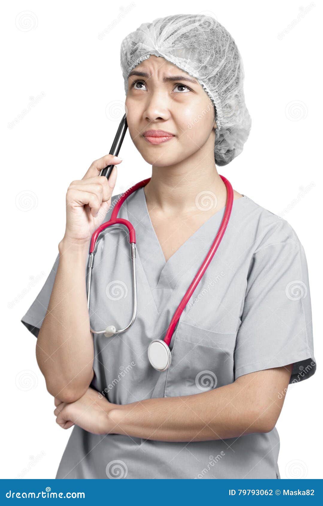Thinking Nurse stock photo. Image of nurse, lady, medical - 79793062