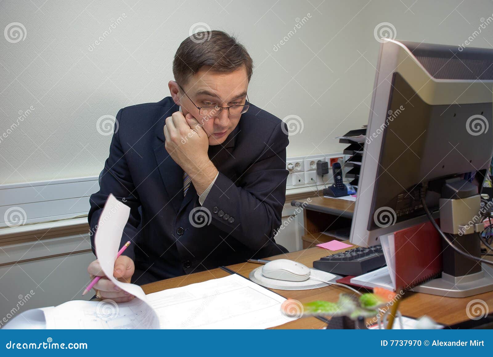 Thinking office manager stock photo. Image of corporate - 7737970