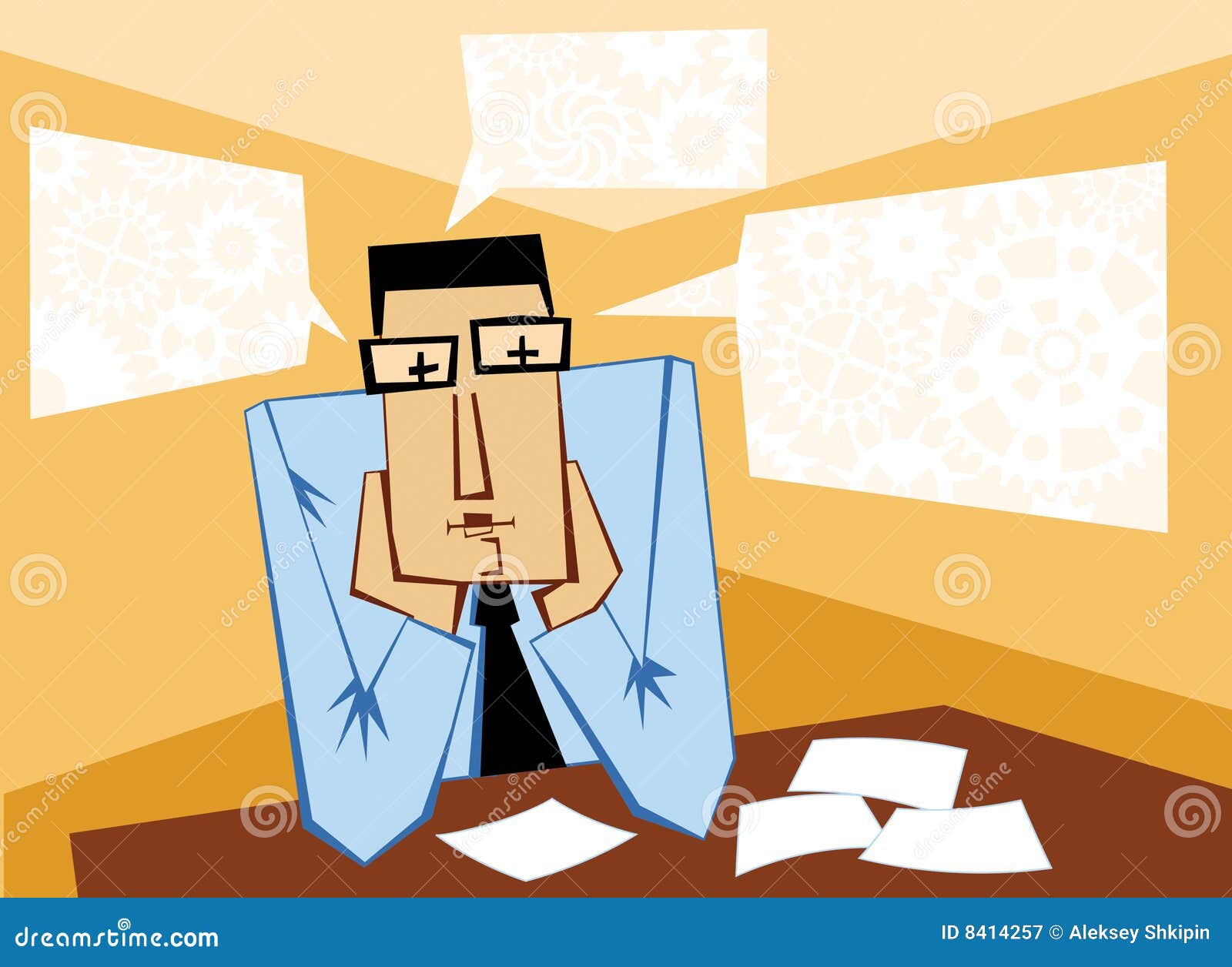 Thinking office worker stock vector. Illustration of business - 8414257