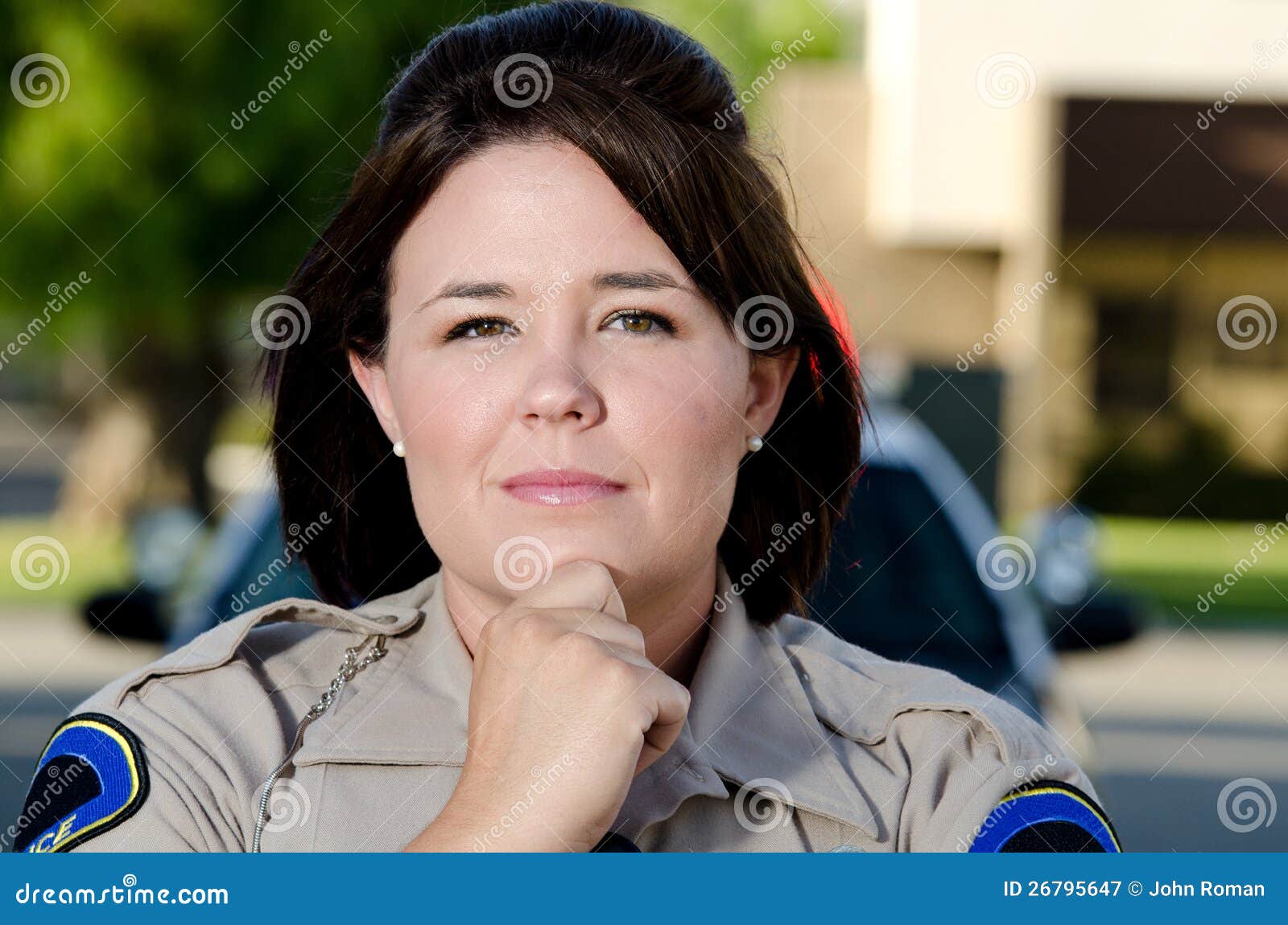 Thinking officer stock image. Image of female, uniform - 26795647