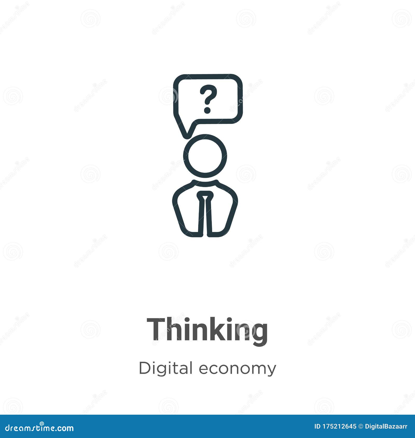 Thinking Outline Vector Icon. Thin Line Black Thinking Icon, Flat ...