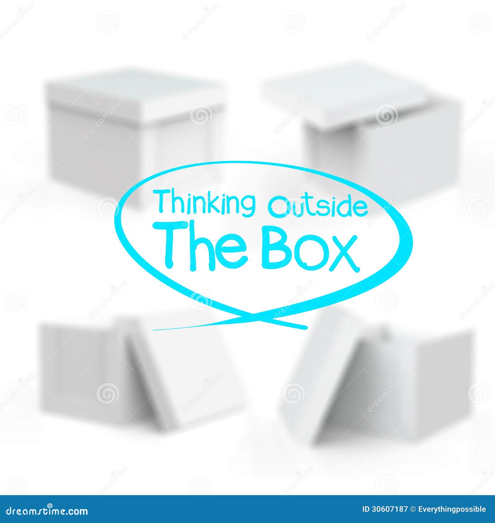 Thinking outside the box stock illustration. Illustration of message ...