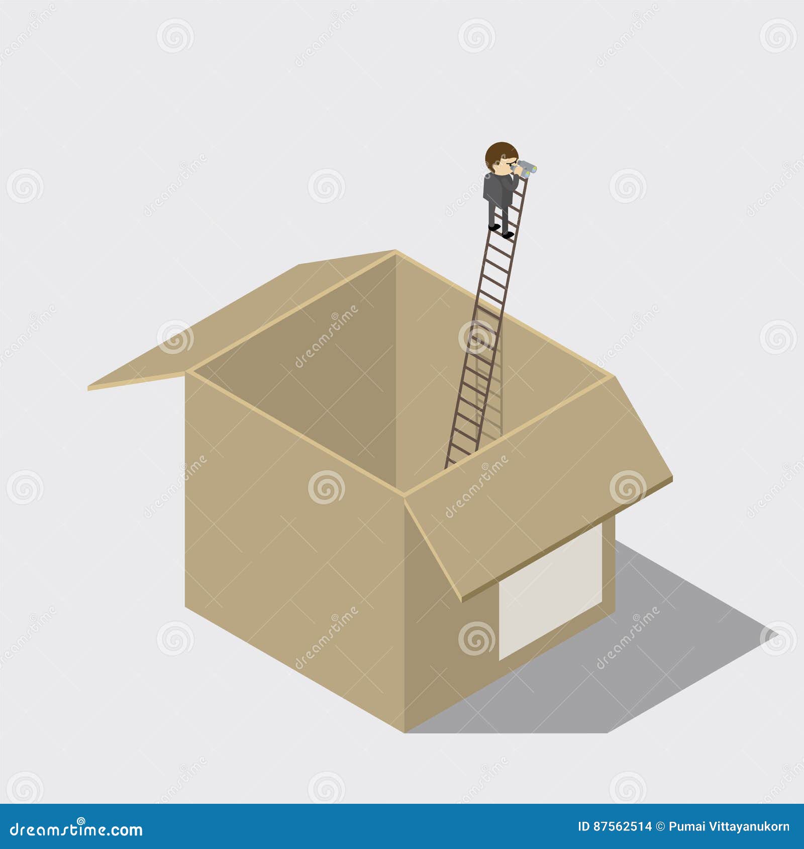 Thinking outside the box stock vector. Illustration of businessman ...