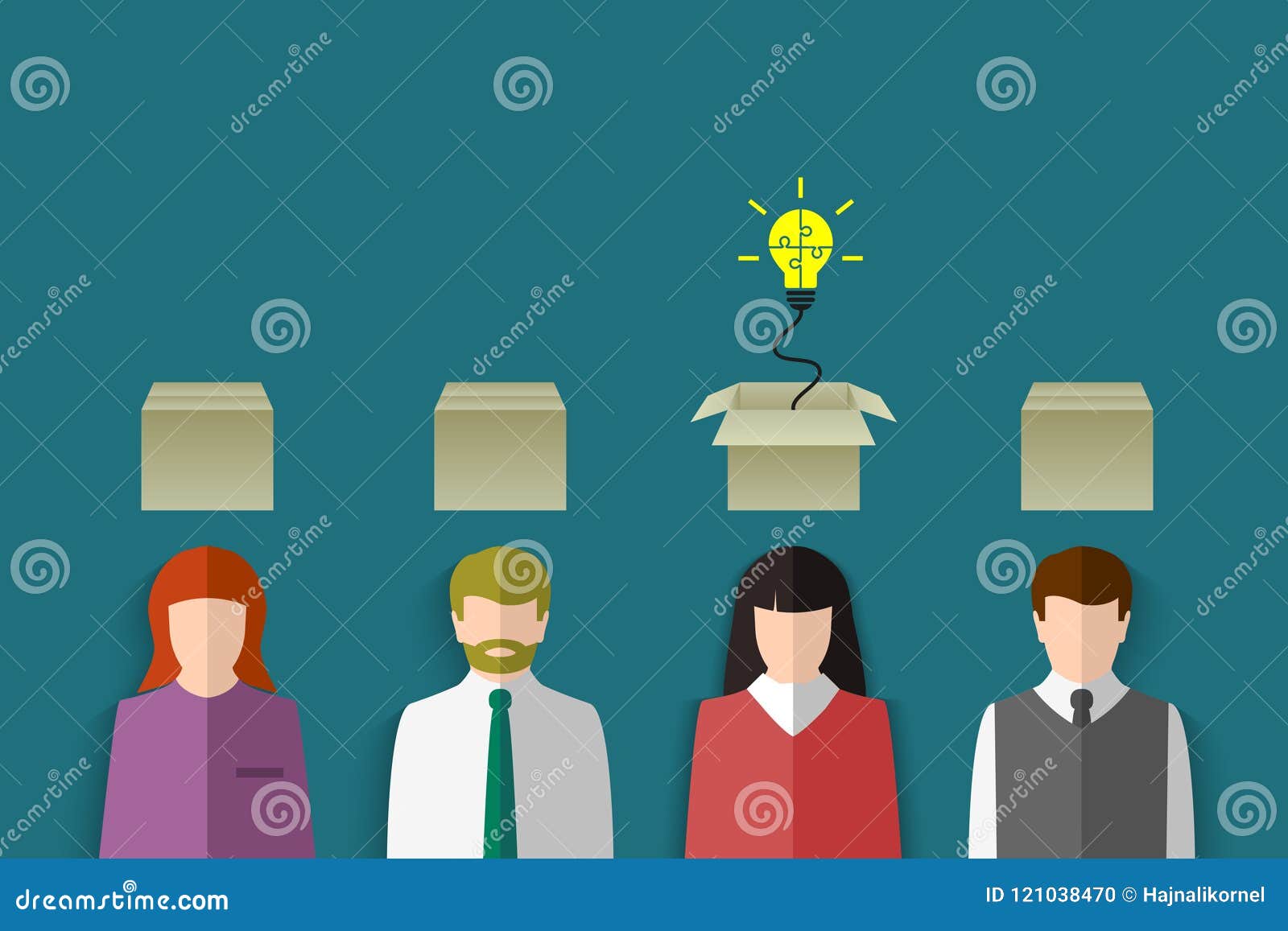 Thinking Outside the Box Concept with a Group Stock Vector ...