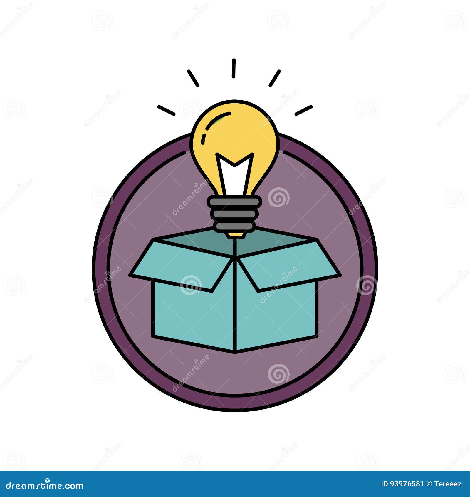 Thinking Outside the Box Retro Badge Circular Icon with Light Bulb ...