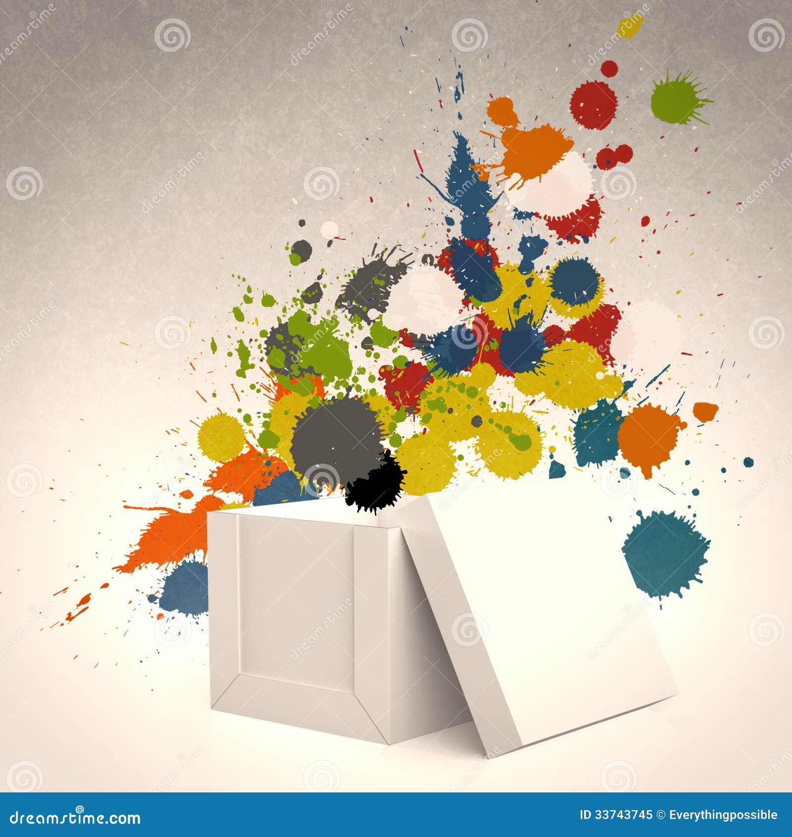 Thinking Outside the Box and Splash Colors Stock Illustration ...