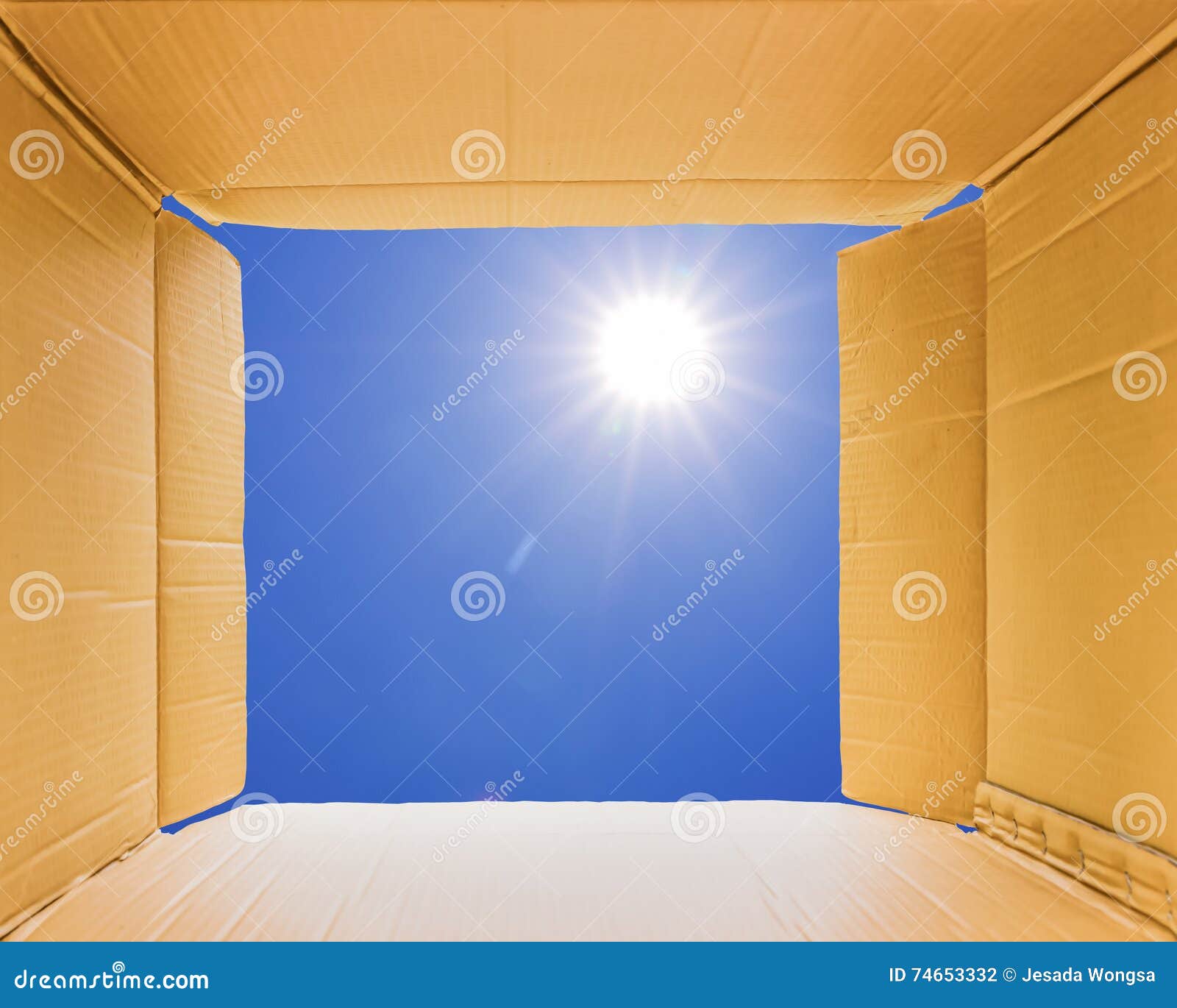 Thinking Outside the Open Box To Sky Stock Photo - Image of outside ...