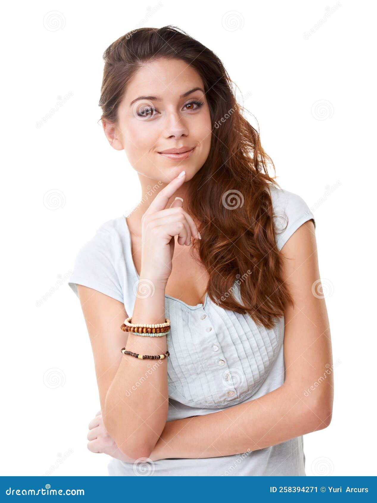 Thinking it Over. a Contemplative Young Woman Looking at the Camera ...