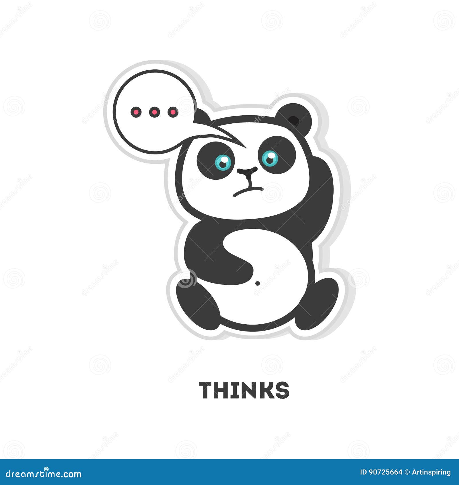Thinking Panda Sticker. Cartoon Vector | CartoonDealer.com #90725367