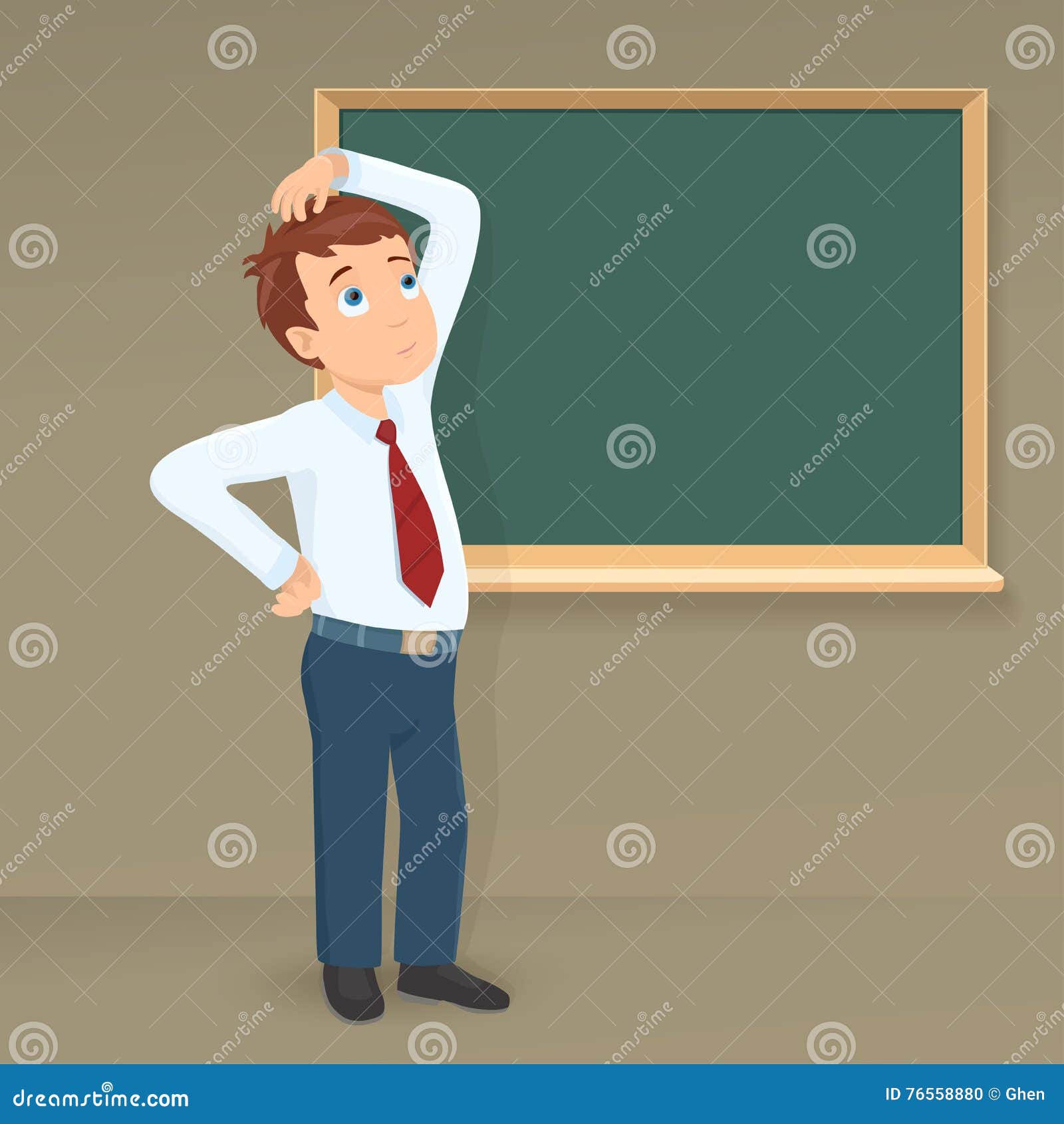 Thinking Perplexed Boy Vector Illustration | CartoonDealer.com #76558880