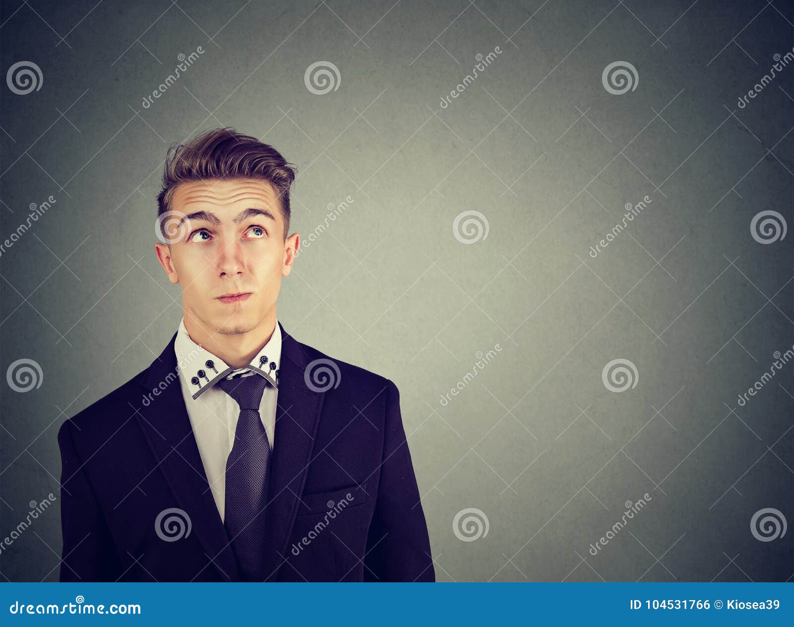 Thinking Perplexed Man Wondering Looking Up Solving a Problem Stock ...