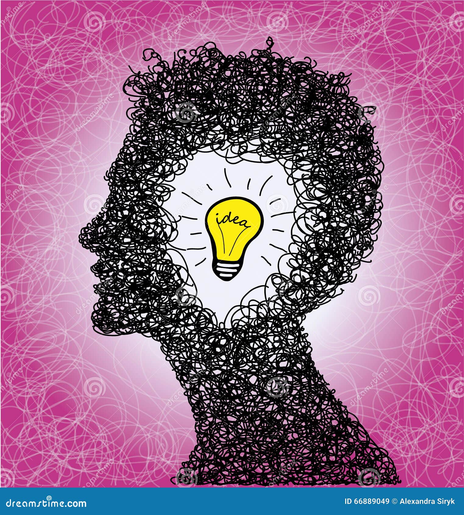 Thinking Person with Lightbulb Idea Stock Illustration - Illustration ...