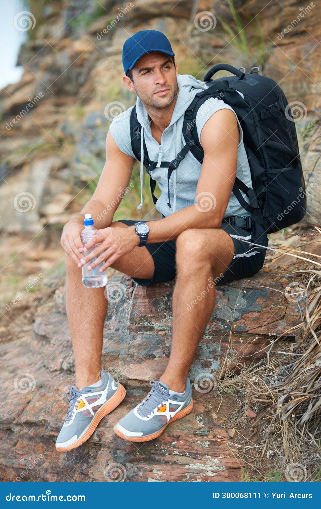 Thinking, Person or Relax in Nature Hiking with Backpack for Workout ...