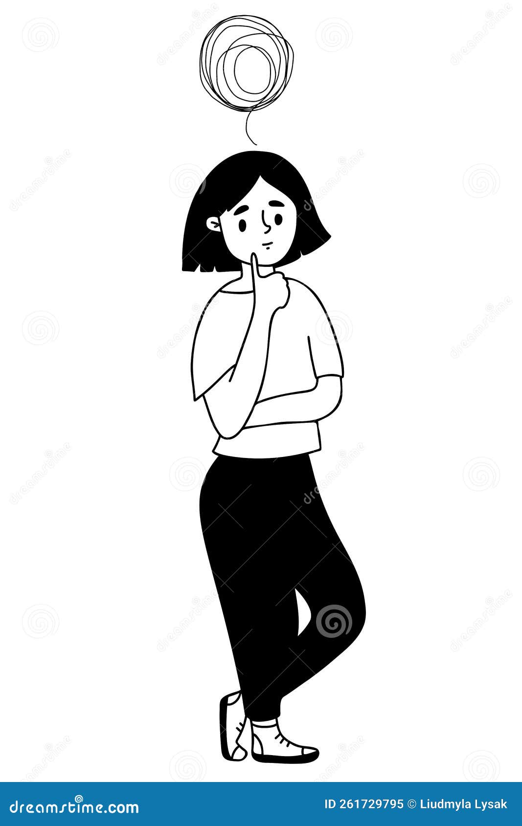 Thinking Person. Thoughtful Cute Girl, Confused Thoughts, Problems and ...