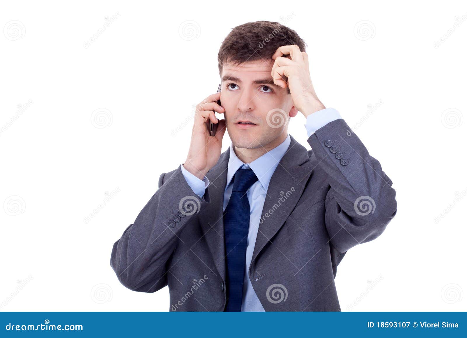 Thinking on the phone stock image. Image of adult, leader - 18593107