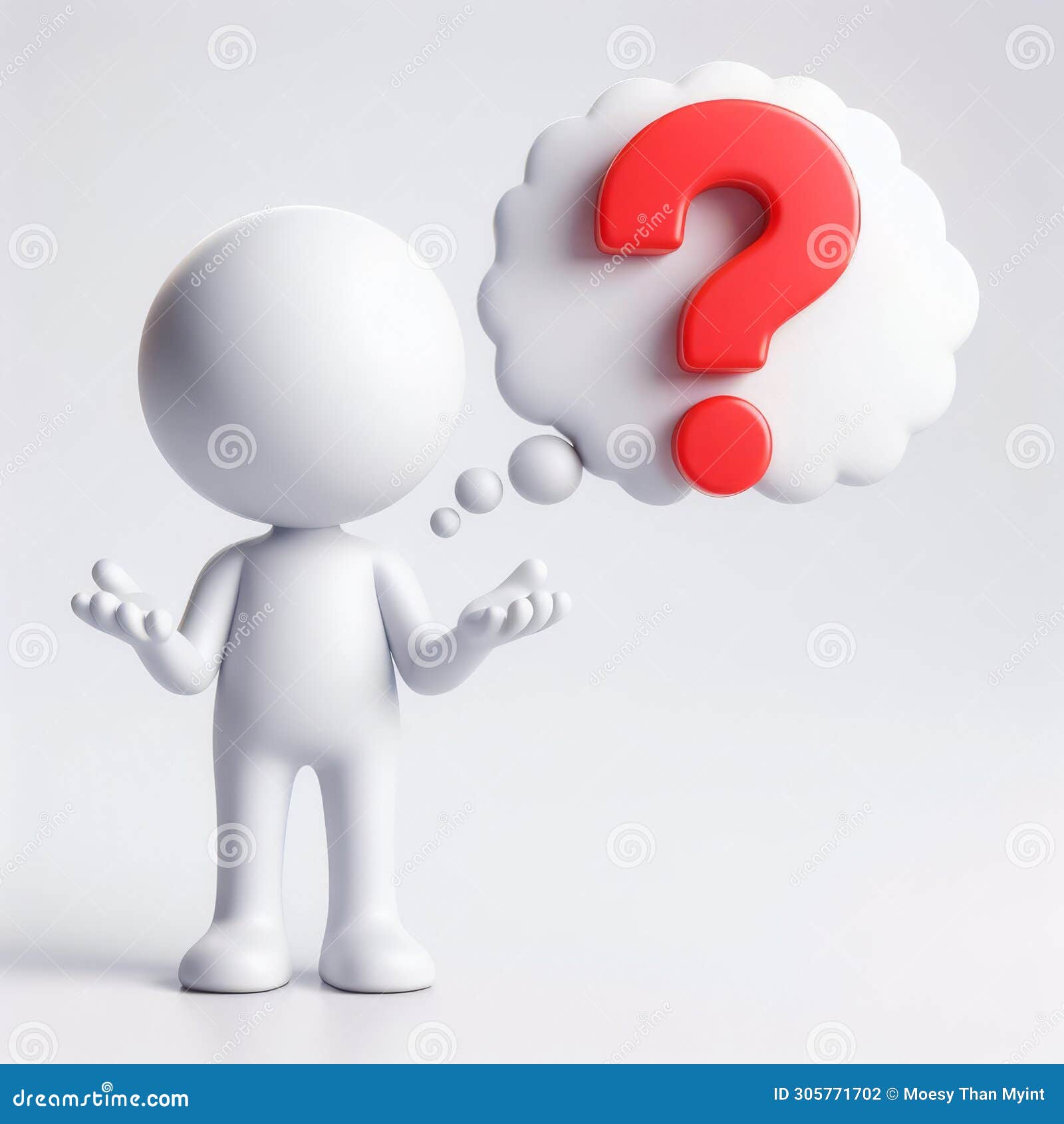 Thinking Photo of 3D Stickman with Question Mark Stock Illustration ...
