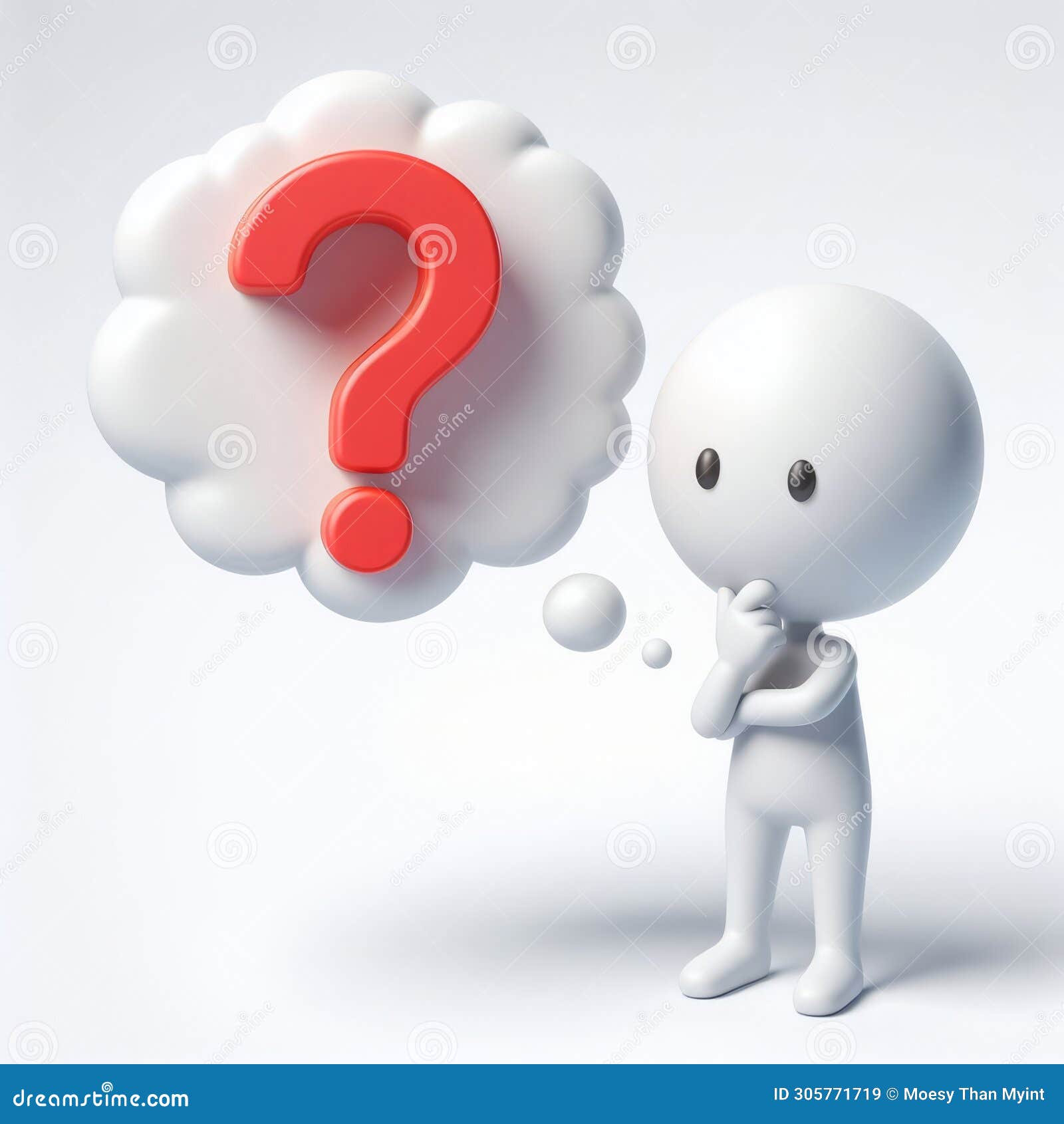 Thinking Photo of 3D Stickman with Question Mark Stock Illustration ...