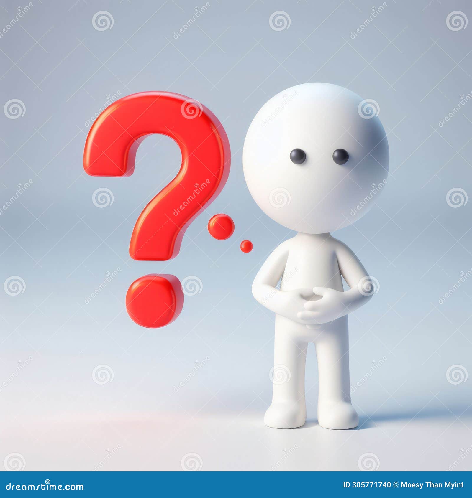 Thinking Photo of 3D Stickman with Question Mark Stock Illustration ...